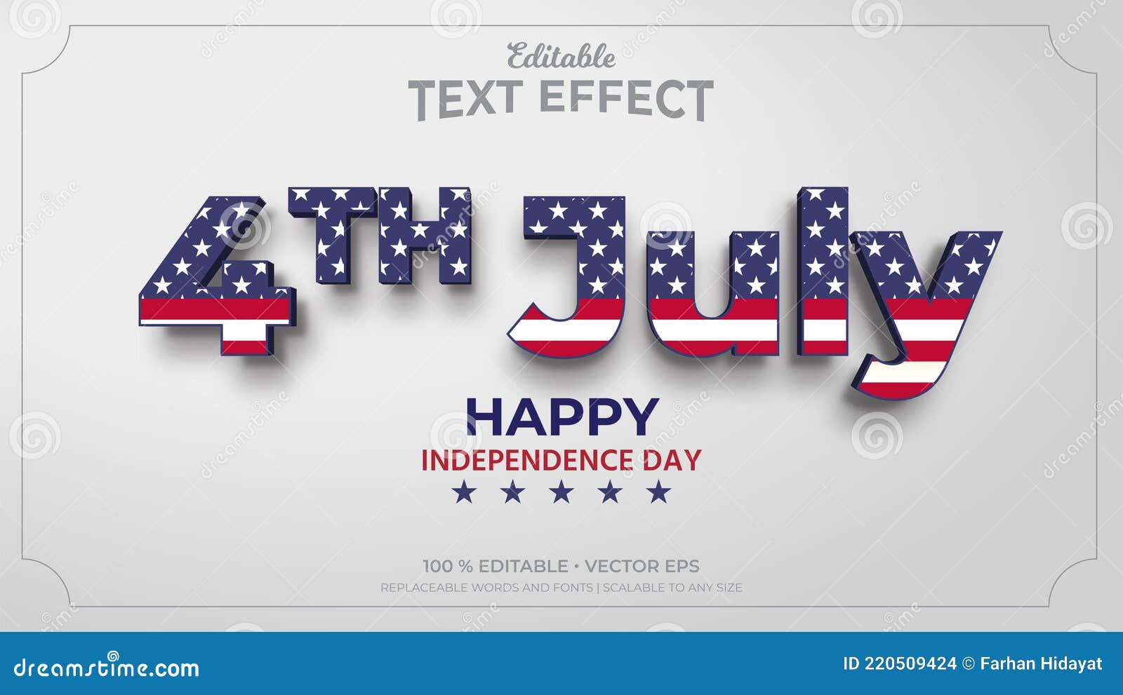 4th of July Independence Day America 3d Editable Text Effects Stock ...