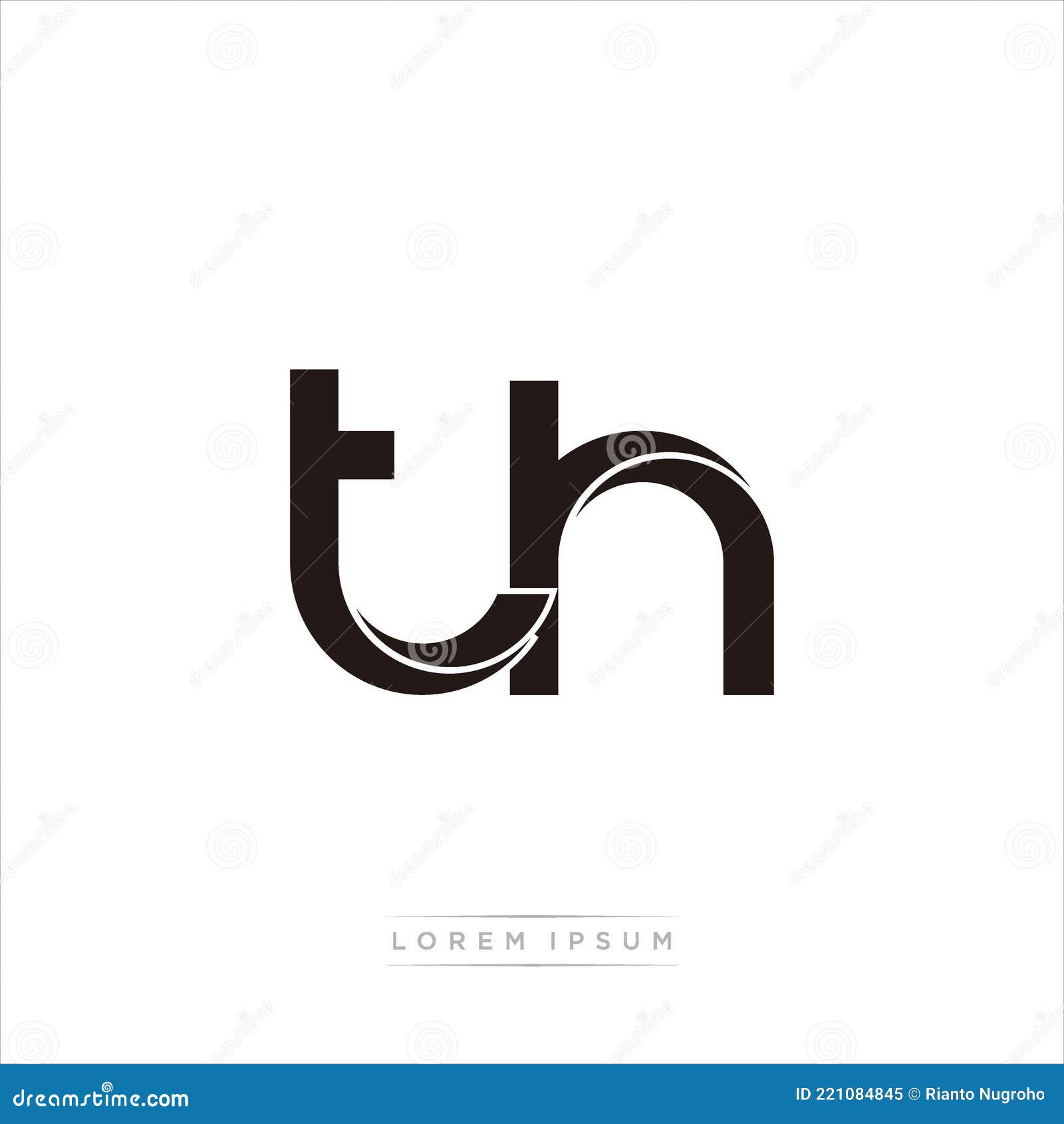 Th Initial Letter Split Lowercase Modern Monogram Linked Outline ...