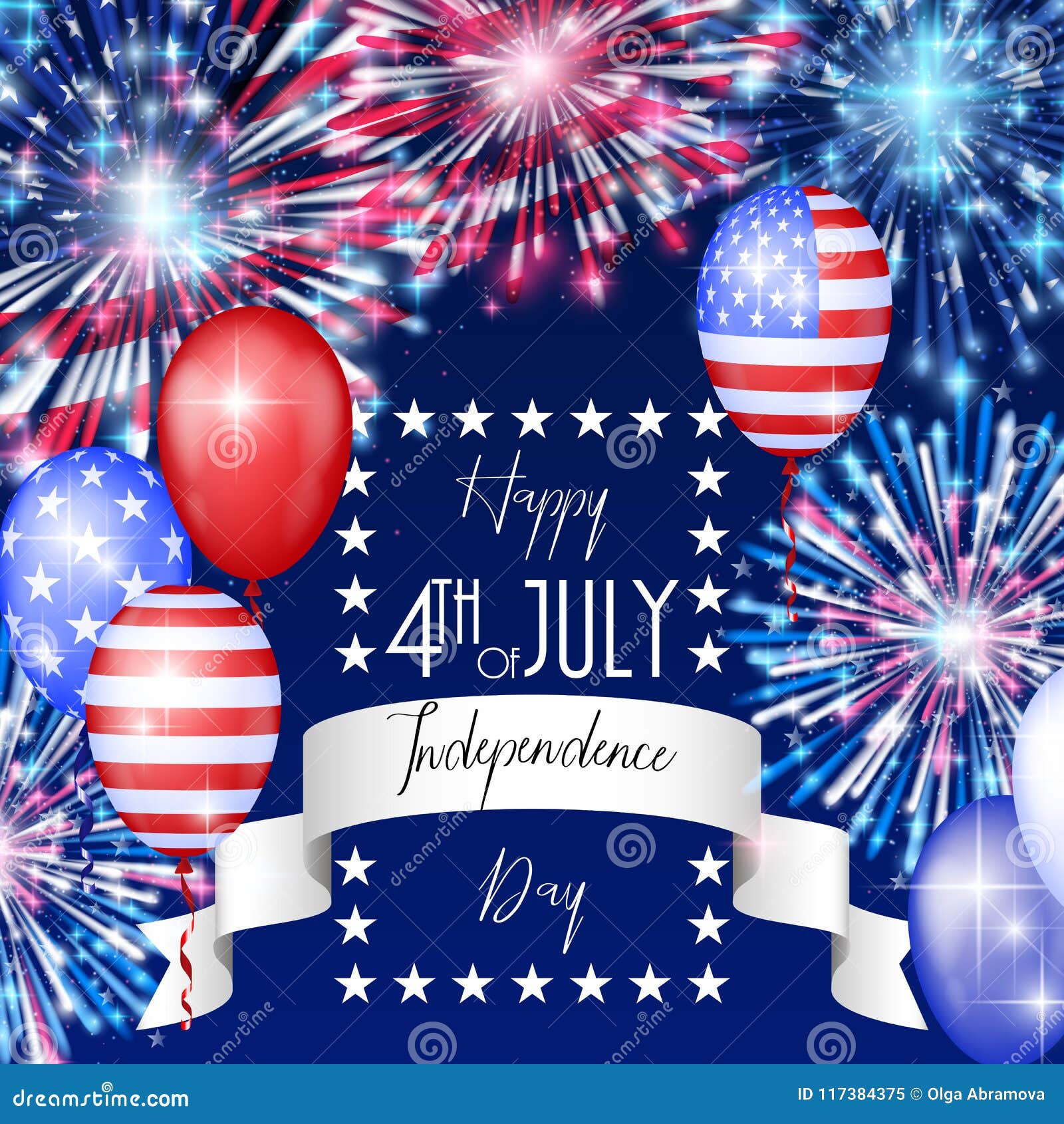 4th Of July, American Independence Day Celebration Background With Fire ...