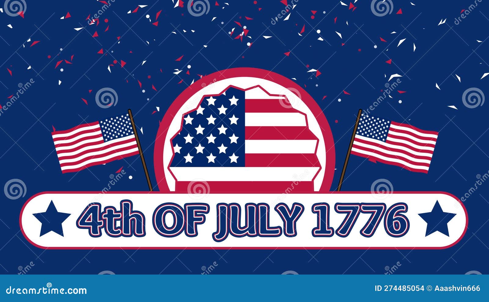 4th of July 1776 Animated Sticker Using Two Flags Stock Illustration ...