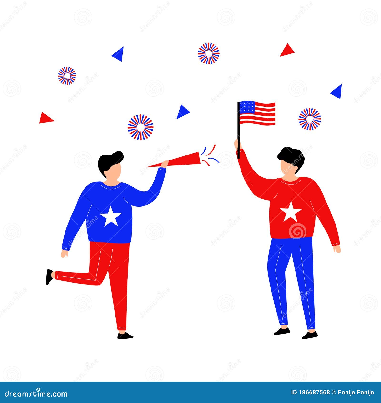 4th of July with character stock vector. Illustration of national ...
