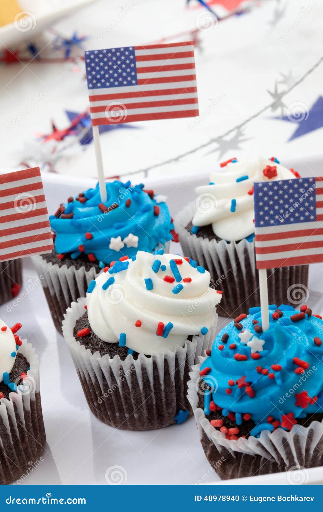 4th of July Chocolate Cupcakes Stock Photo - Image of dessert, cakes ...