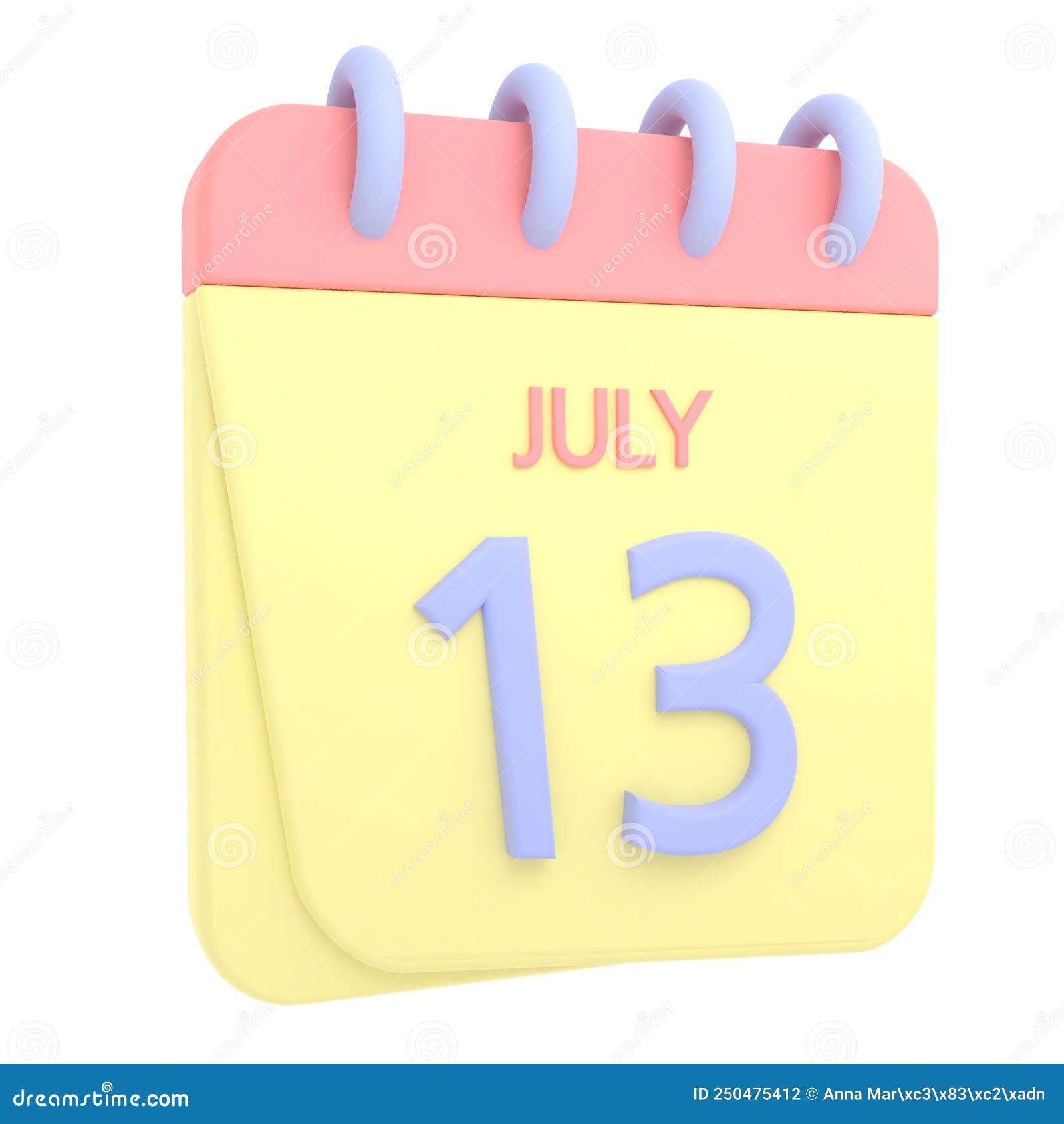 13th July 3D calendar icon stock illustration. Illustration of plan ...