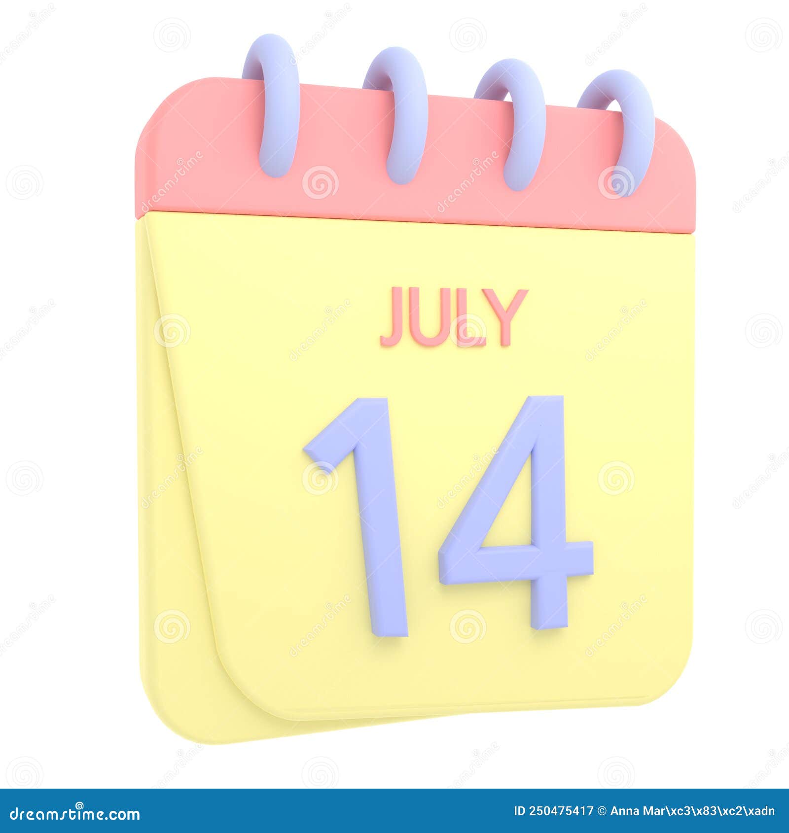 14th July 3D calendar icon stock illustration. Illustration of number ...