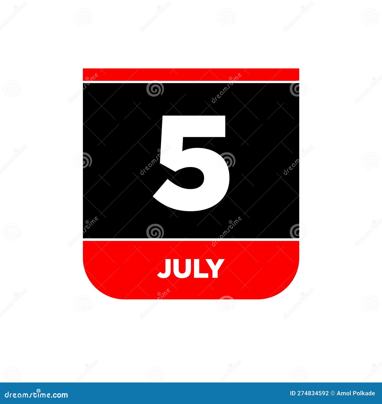 5th July Day Icon. Day 5 of July Calendar Stock Illustration ...