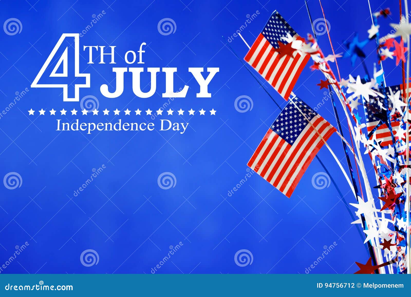 4th of July Decorations on Blue Background Stock Photo - Image of ...