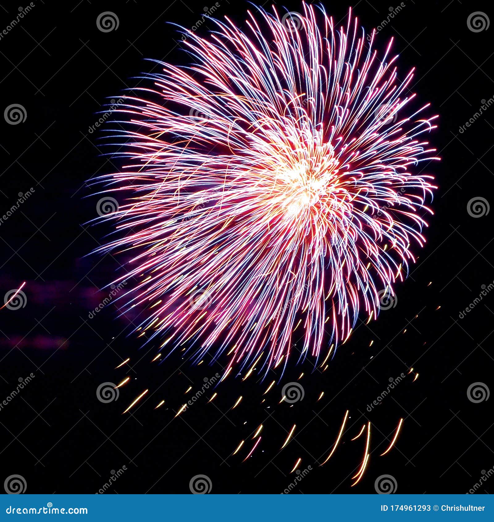 A Single 4th of July Firework Stock Image - Image of colourful, black ...