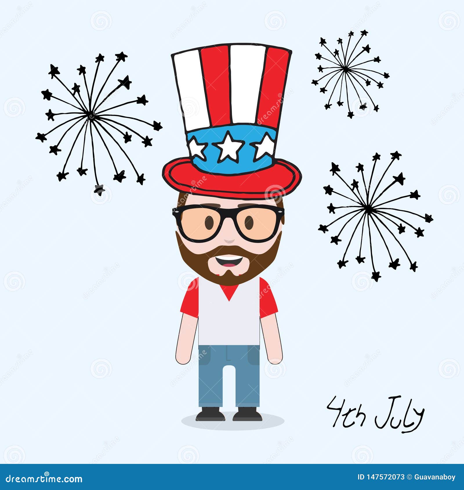 4th july male character stock illustration. Illustration of mascot ...