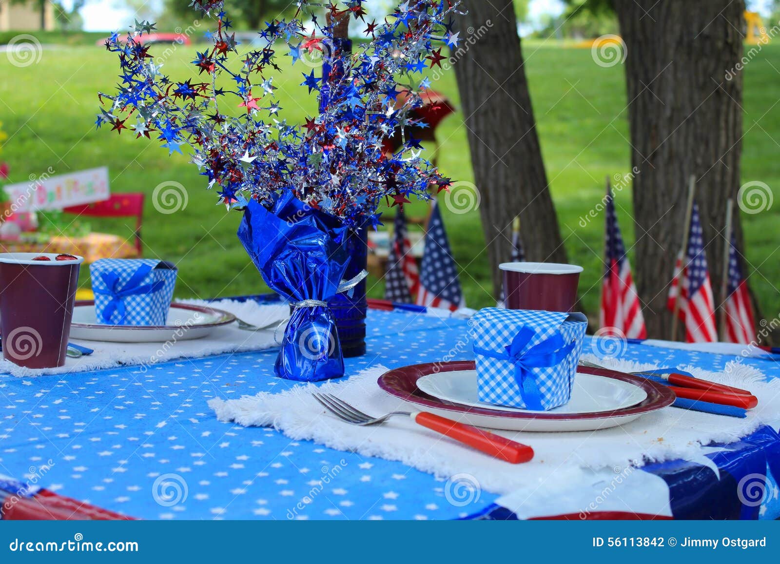 4th of July Picnic Celebration Stock Photo - Image of picnic, blue ...