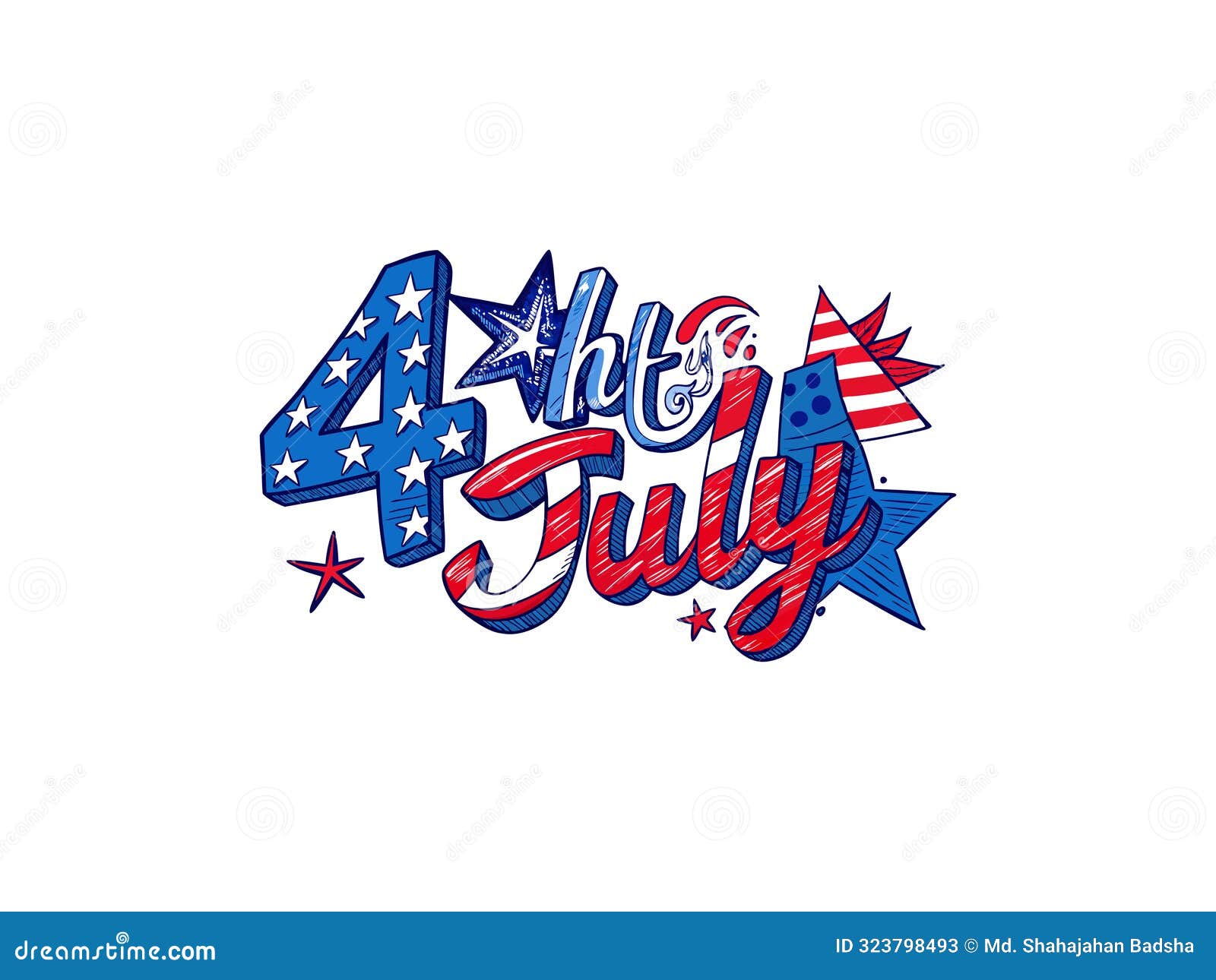 4th of July Typography Design Stock Illustration - Illustration of ...