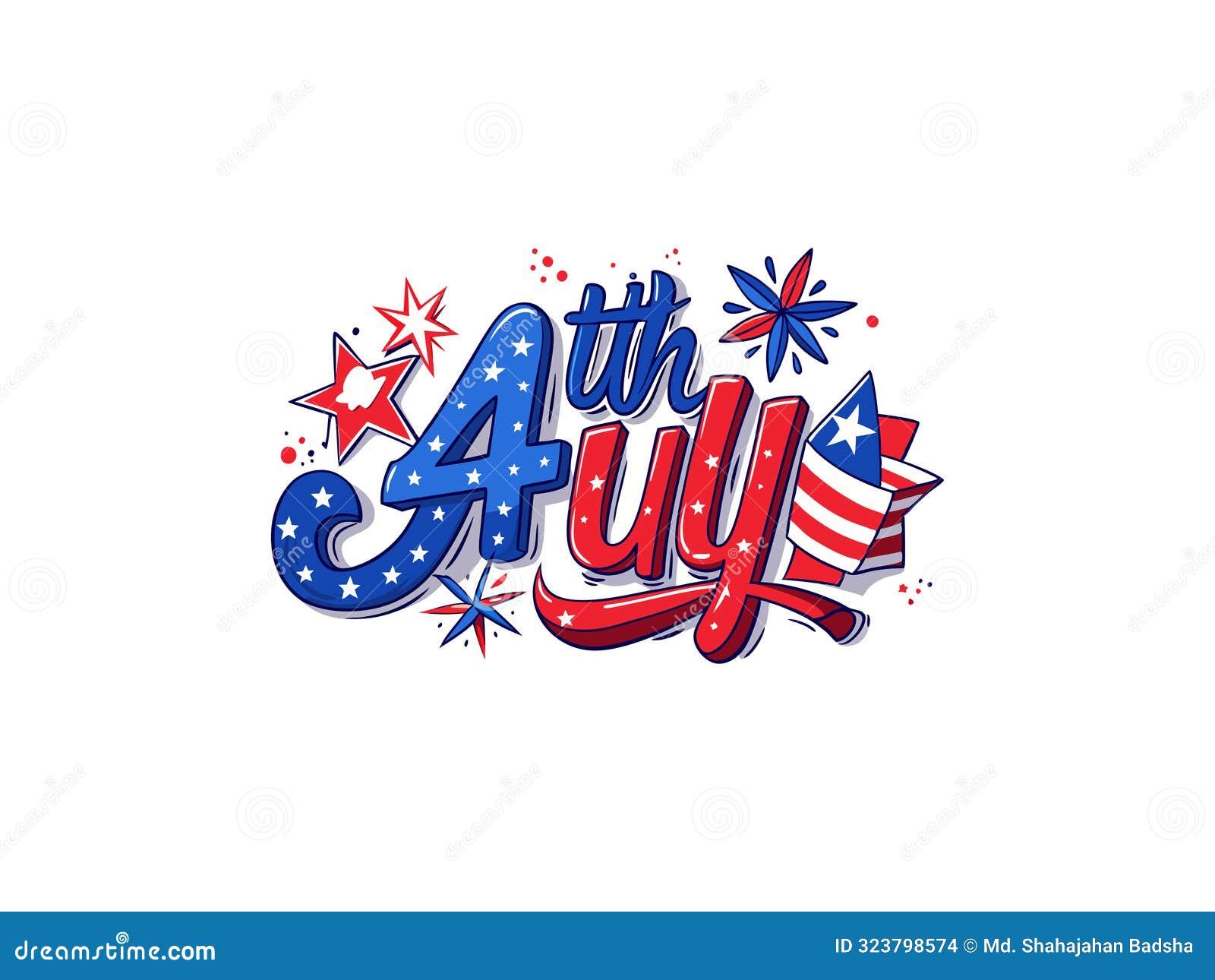 4th of July Typography Design Stock Illustration - Illustration of ...
