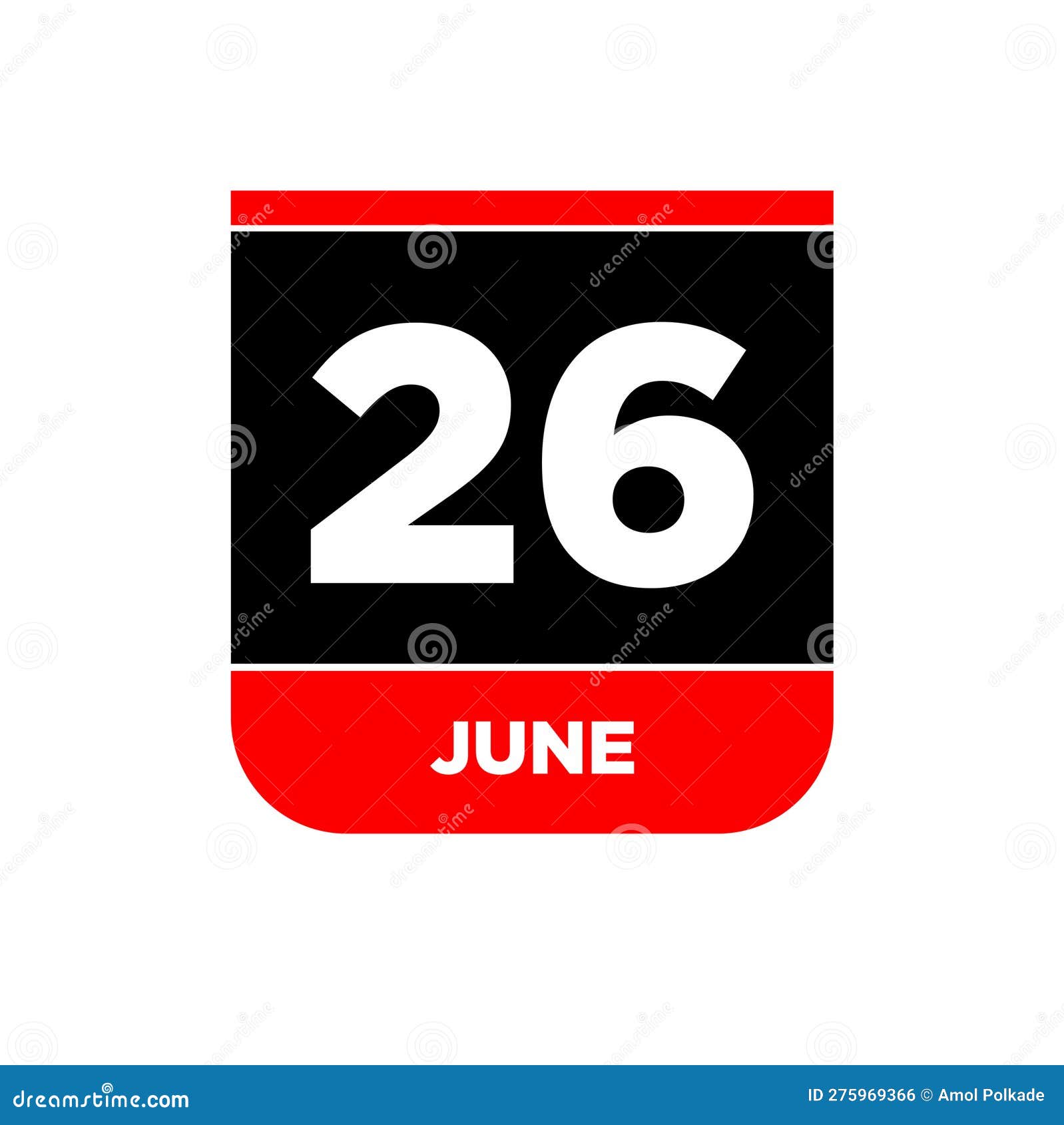 26th June Calendar Date Vector Icon. 26 June Lettering Stock Vector ...