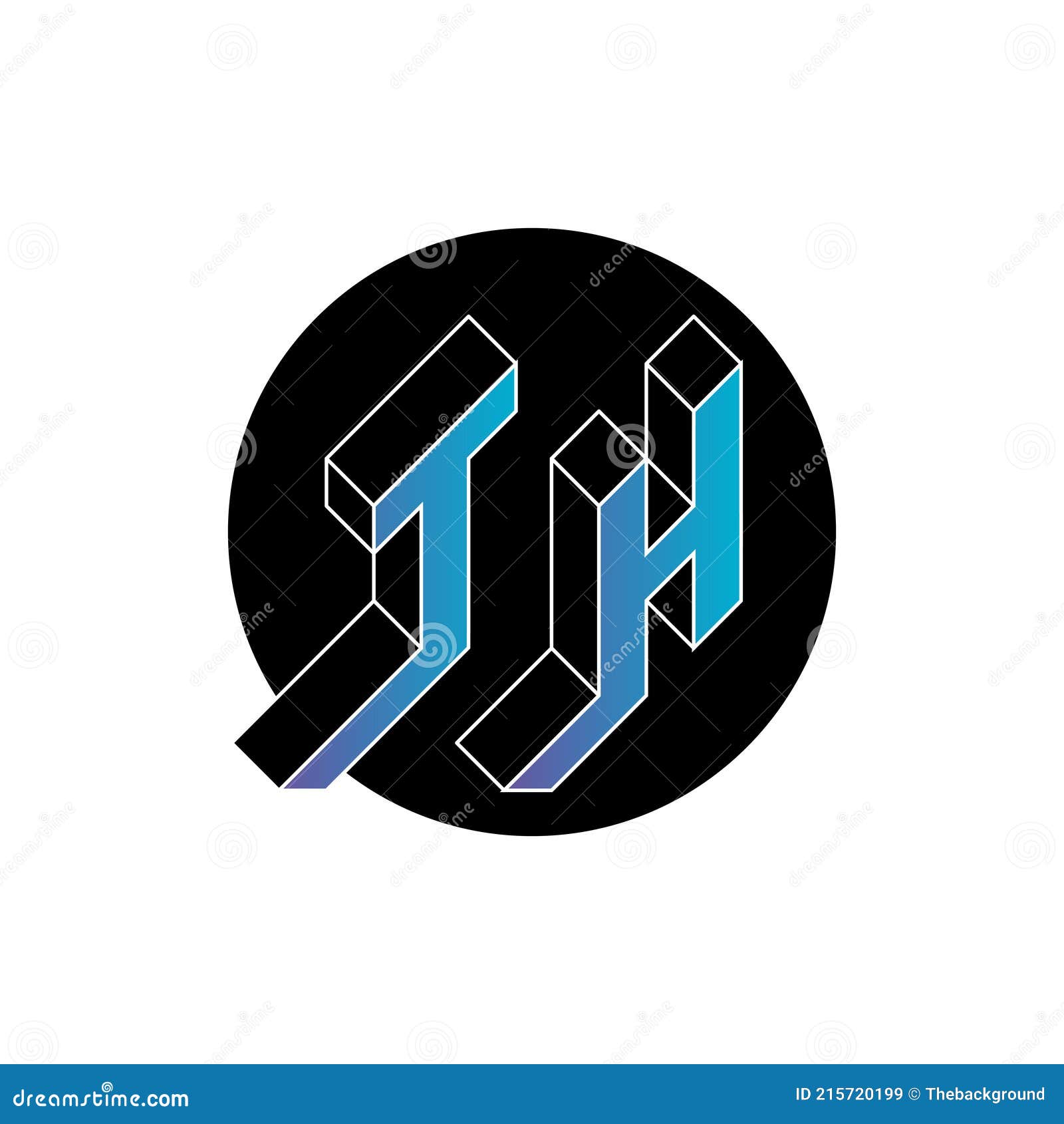 TH - 2-letter Code or Logo. T and H - Monogram or Logotype. Isometric ...