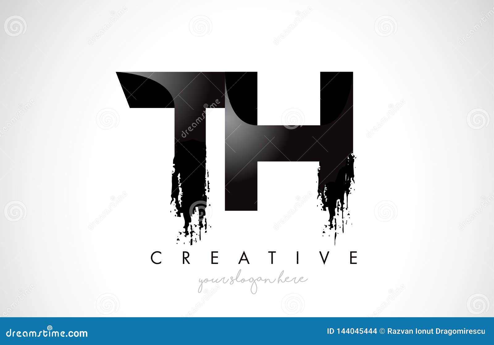 TH Letter Design with Brush Stroke and Modern 3D Look Stock Vector ...