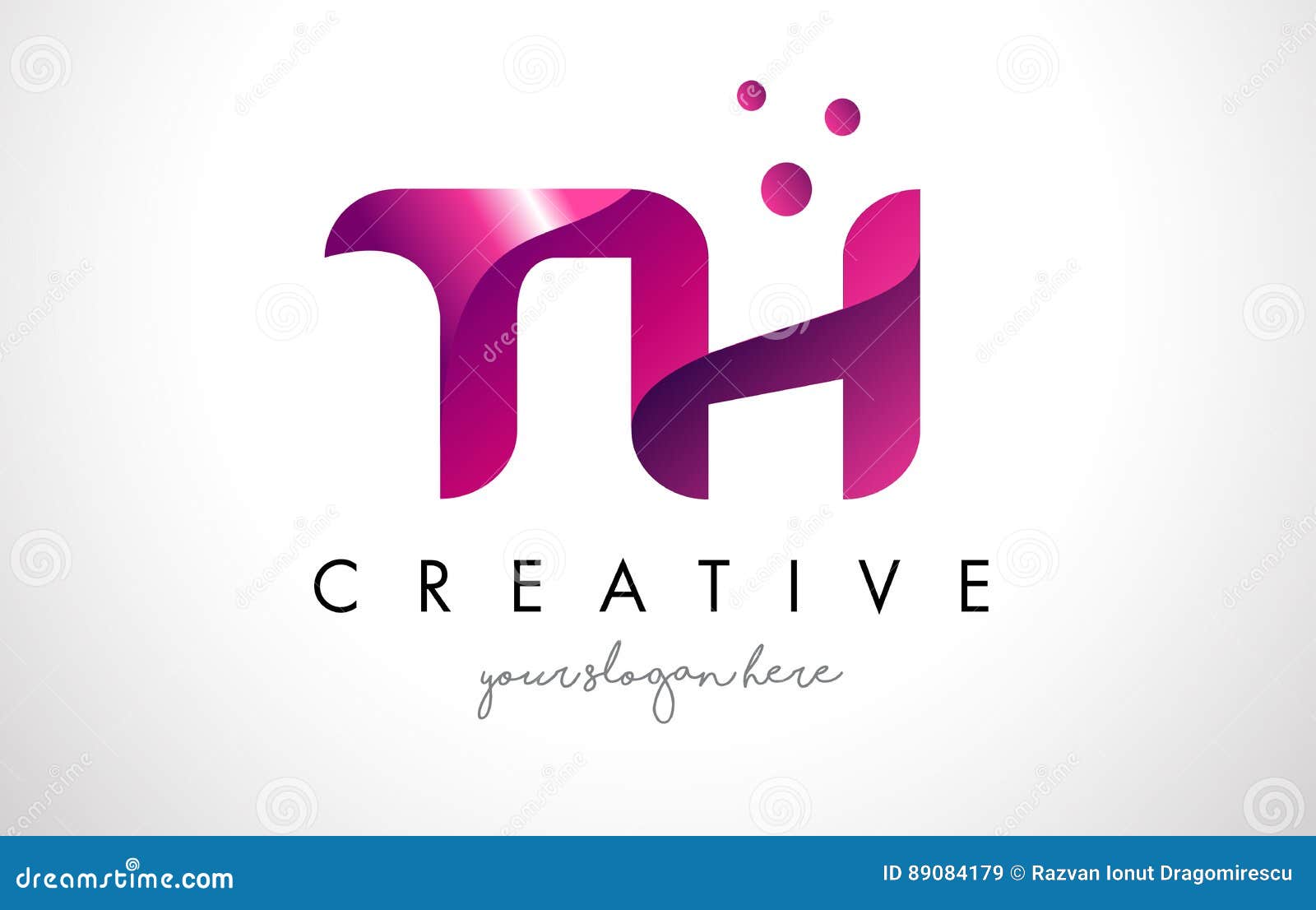 TH Letter Logo Design with Purple Colors and Dots Stock Vector ...