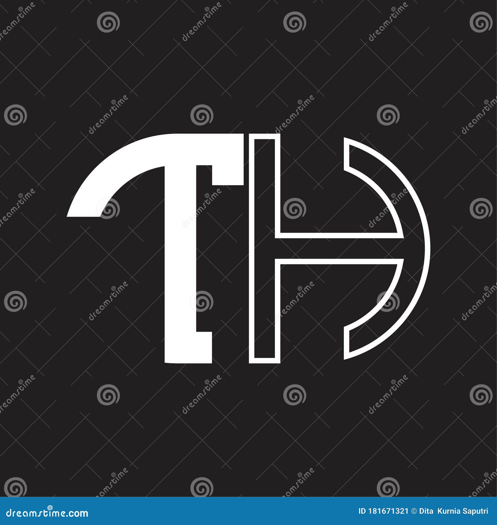 TH Letter Logo Monogram with Oval Shape Negative Space Design Template ...