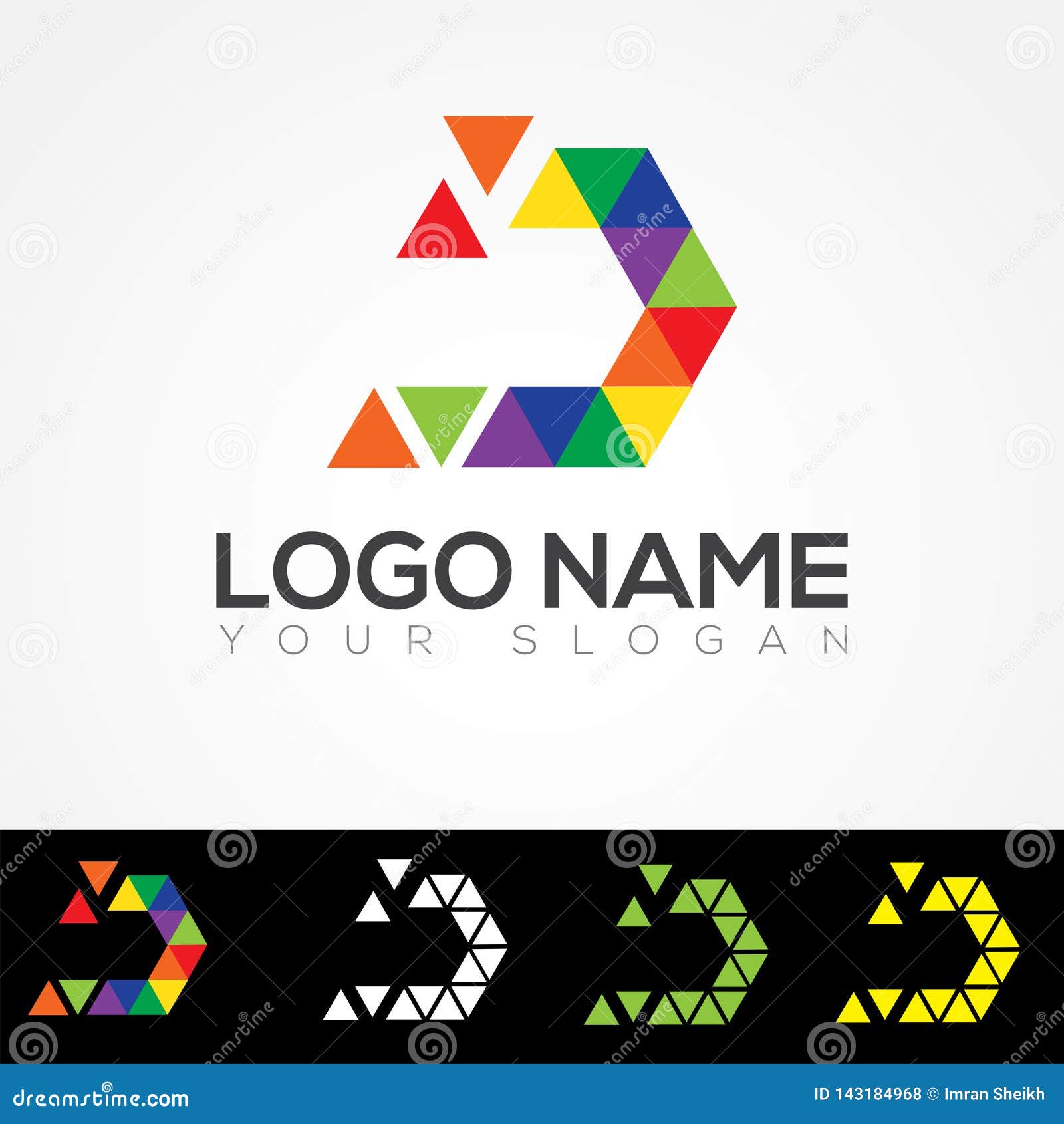D Letter Multi color Logo stock vector. Illustration of logo - 143184968