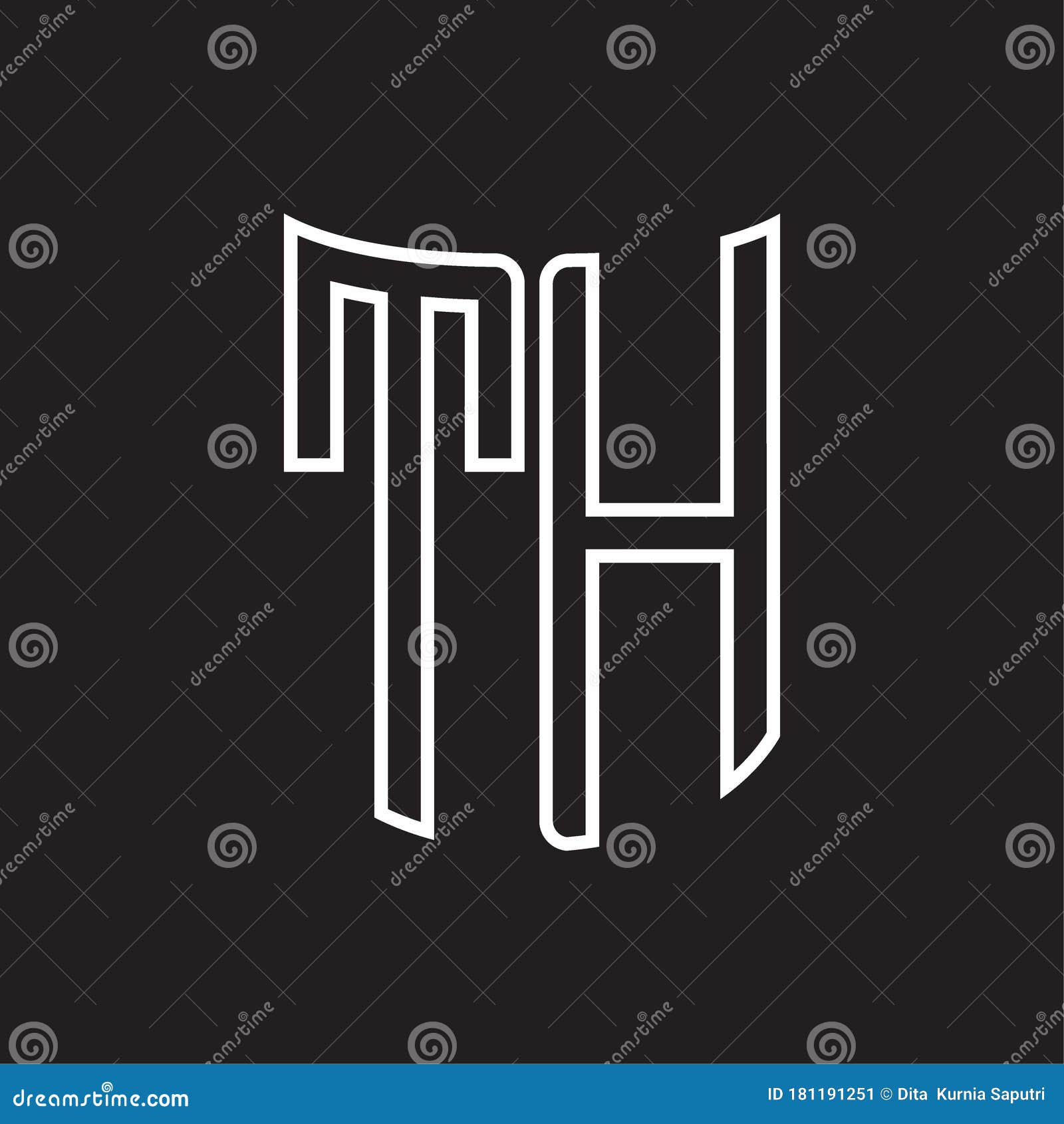 TH Logo Monogram with Ribbon Style Outline Design Template Stock Vector ...