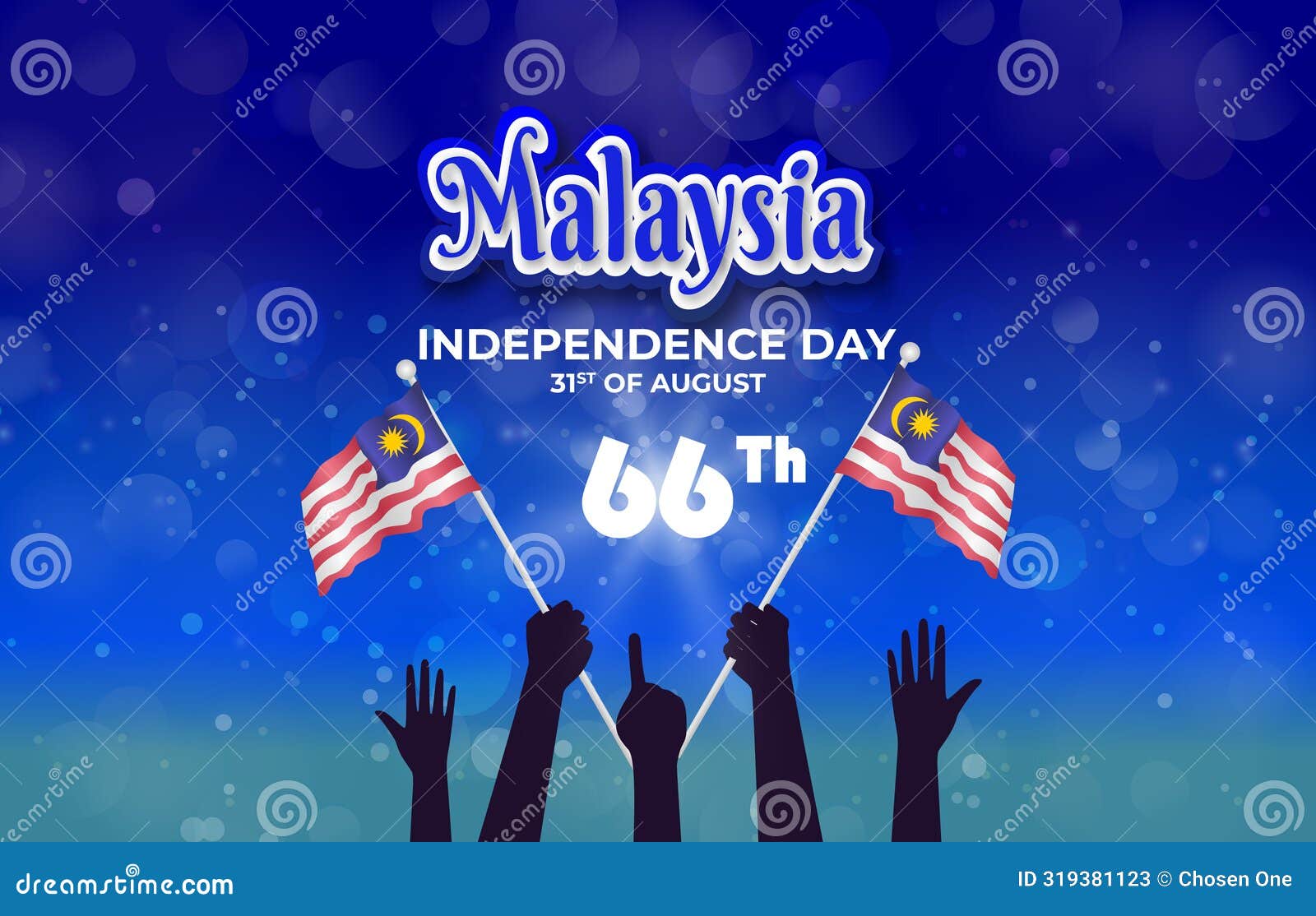 66th Malaysia Independence Day 31th of August Banner with Abstract ...