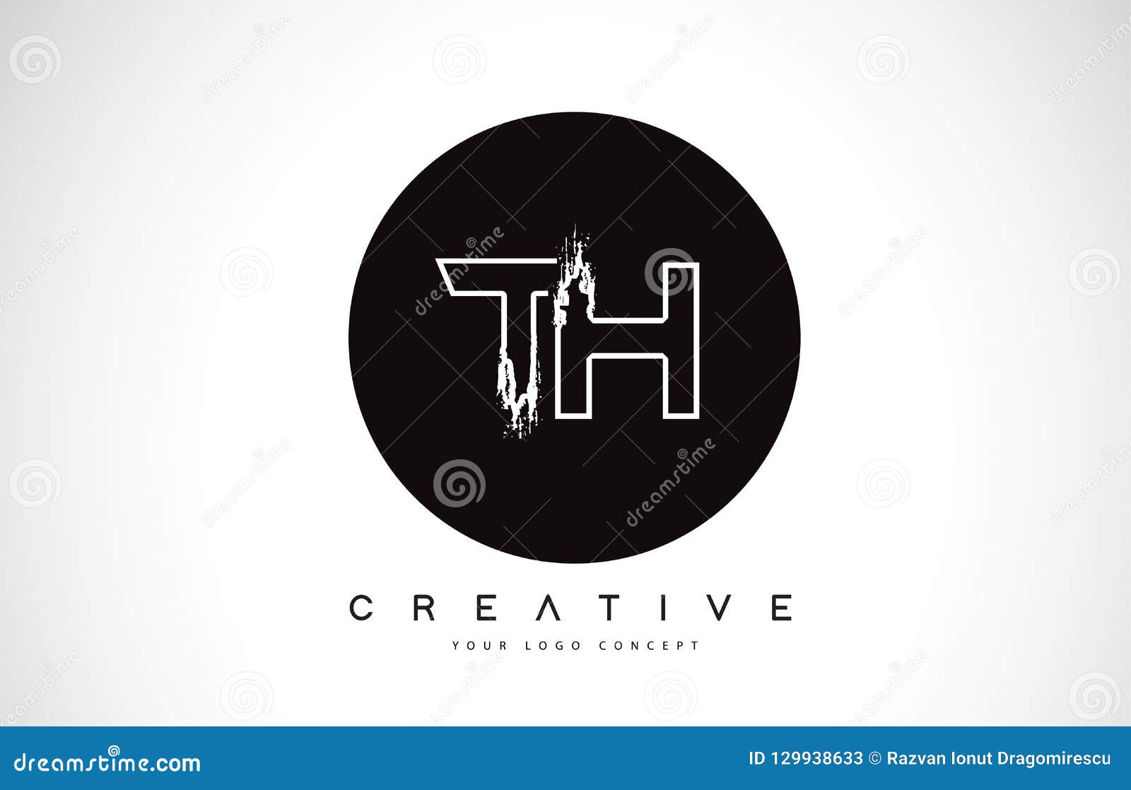TH Modern Leter Logo Design with Black and White Monogram. Creative ...