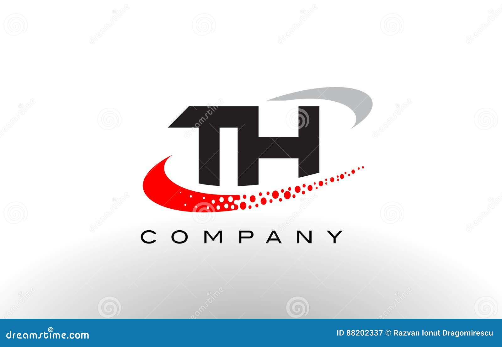 TH Modern Letter Logo Design with Red Dotted Swoosh Stock Vector ...
