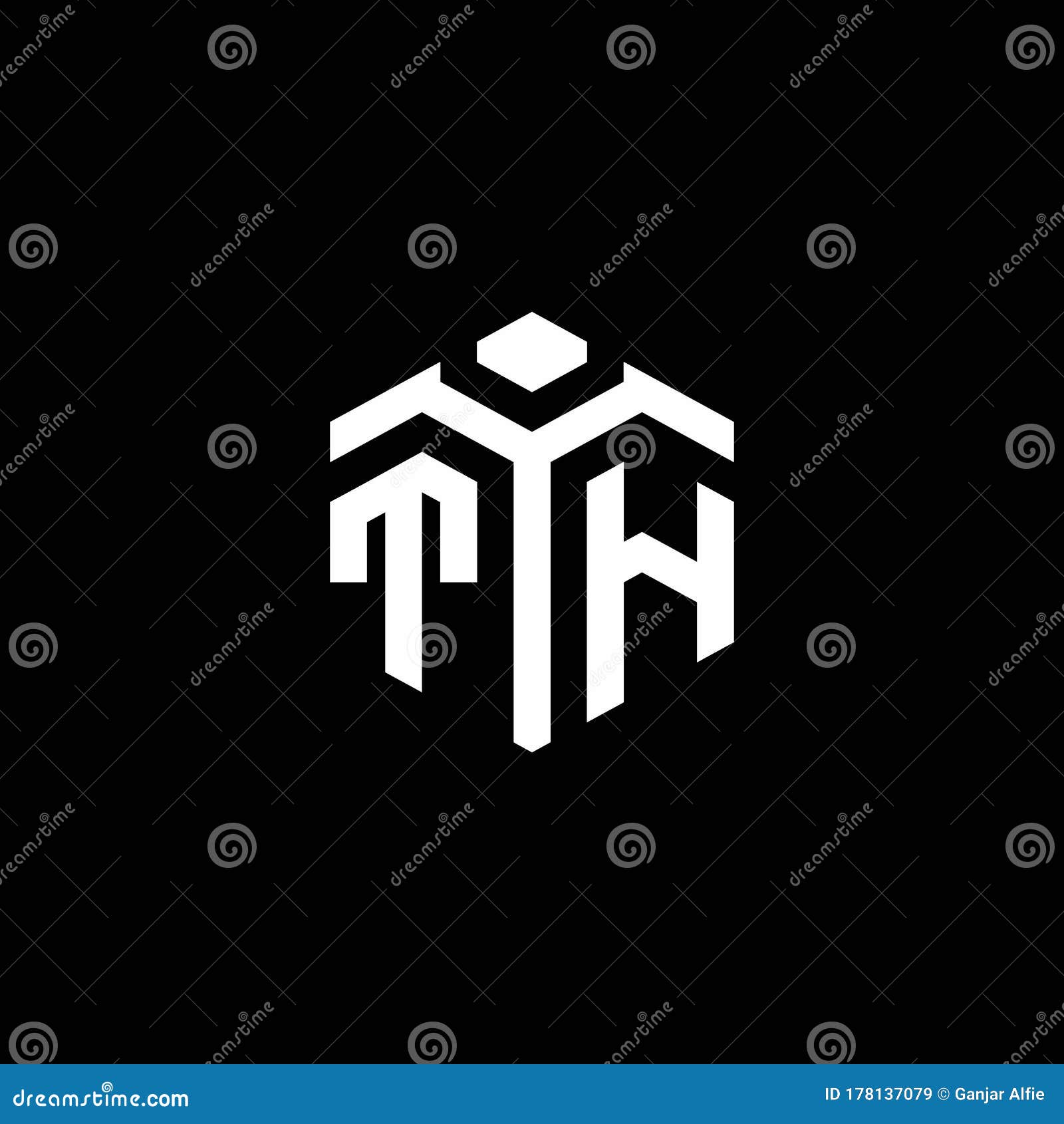 TH Monogram Logo with Abstract Hexagon Style Design Template Stock ...