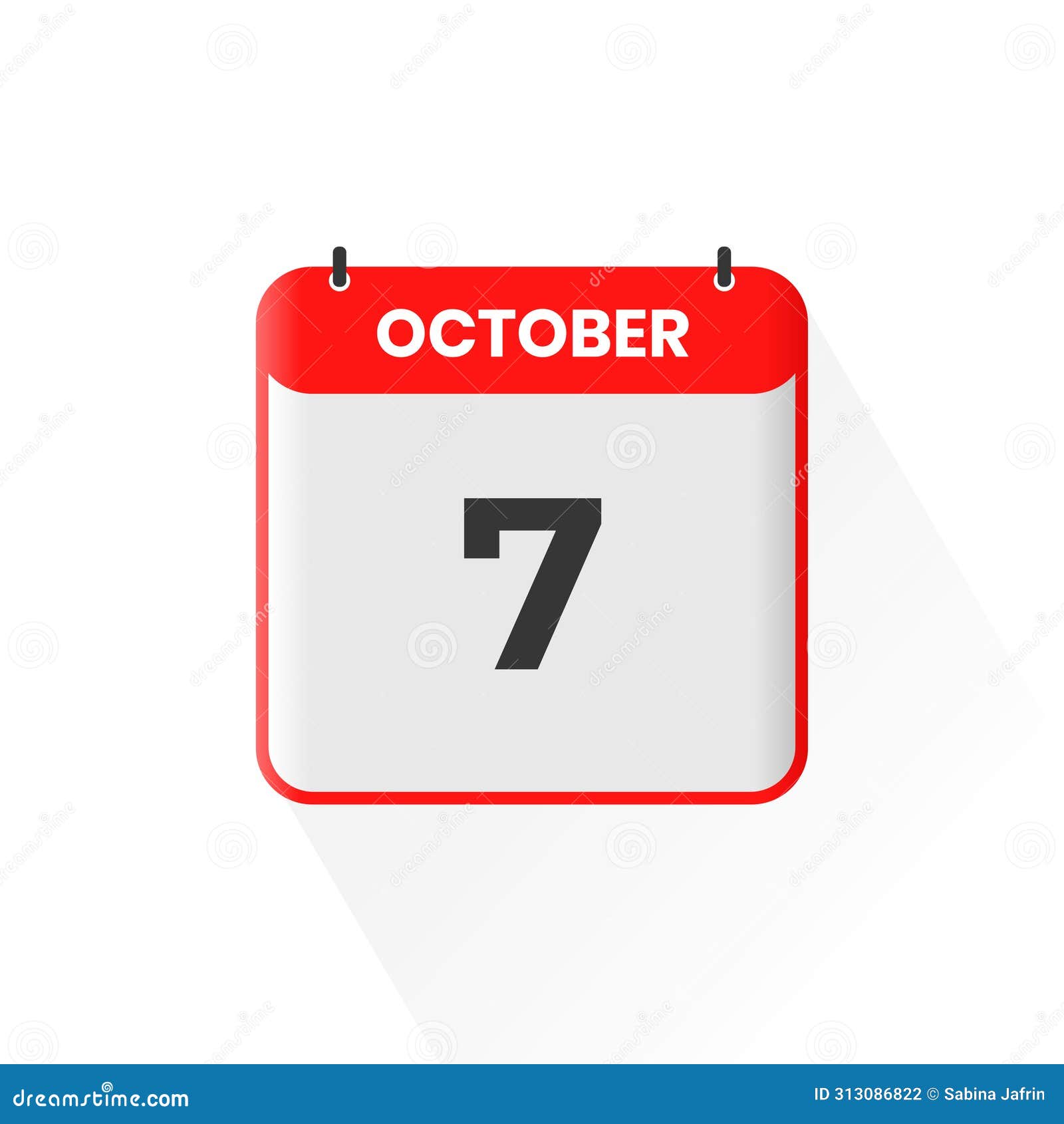 7th October Calendar Icon. October 7 Calendar Date Month Icon Vector ...