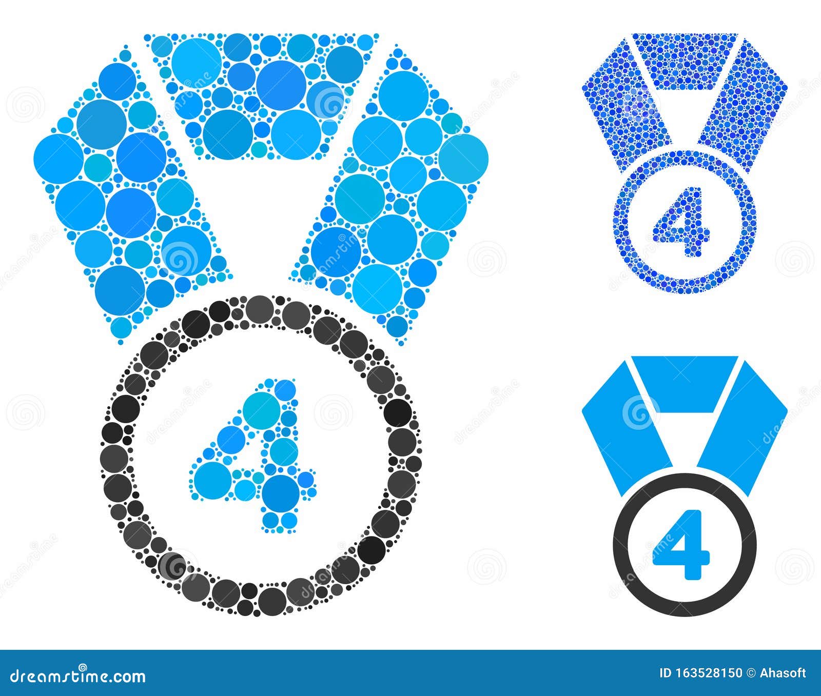 4Th Place Medal Composition Icon of Round Dots Stock Illustration ...