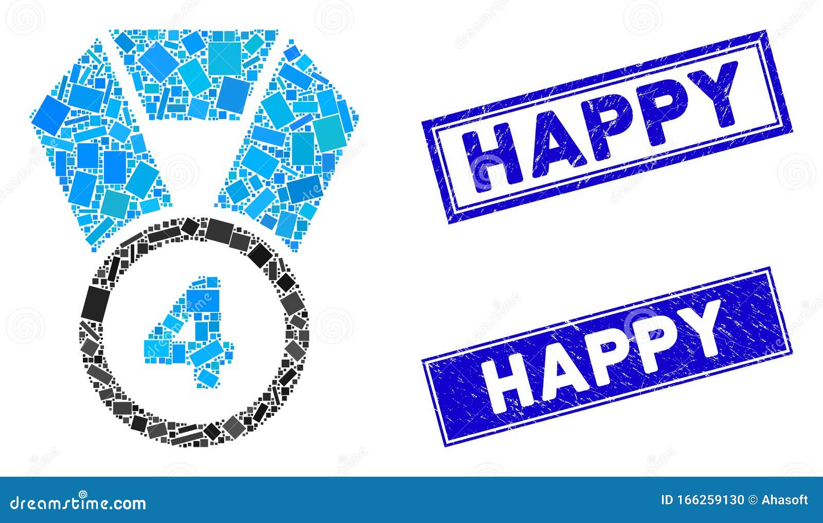 4Th Place Medal Mosaic and Scratched Rectangle Happy Watermarks Stock ...