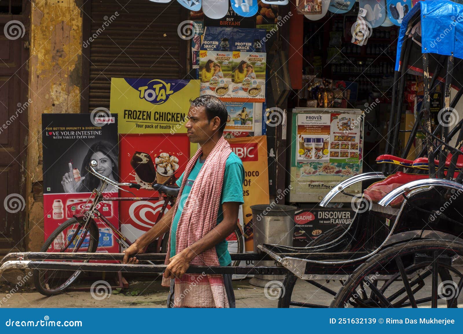 10th September, 2021, Kolkata, West Bengal, India: a Rickshaw Puller ...
