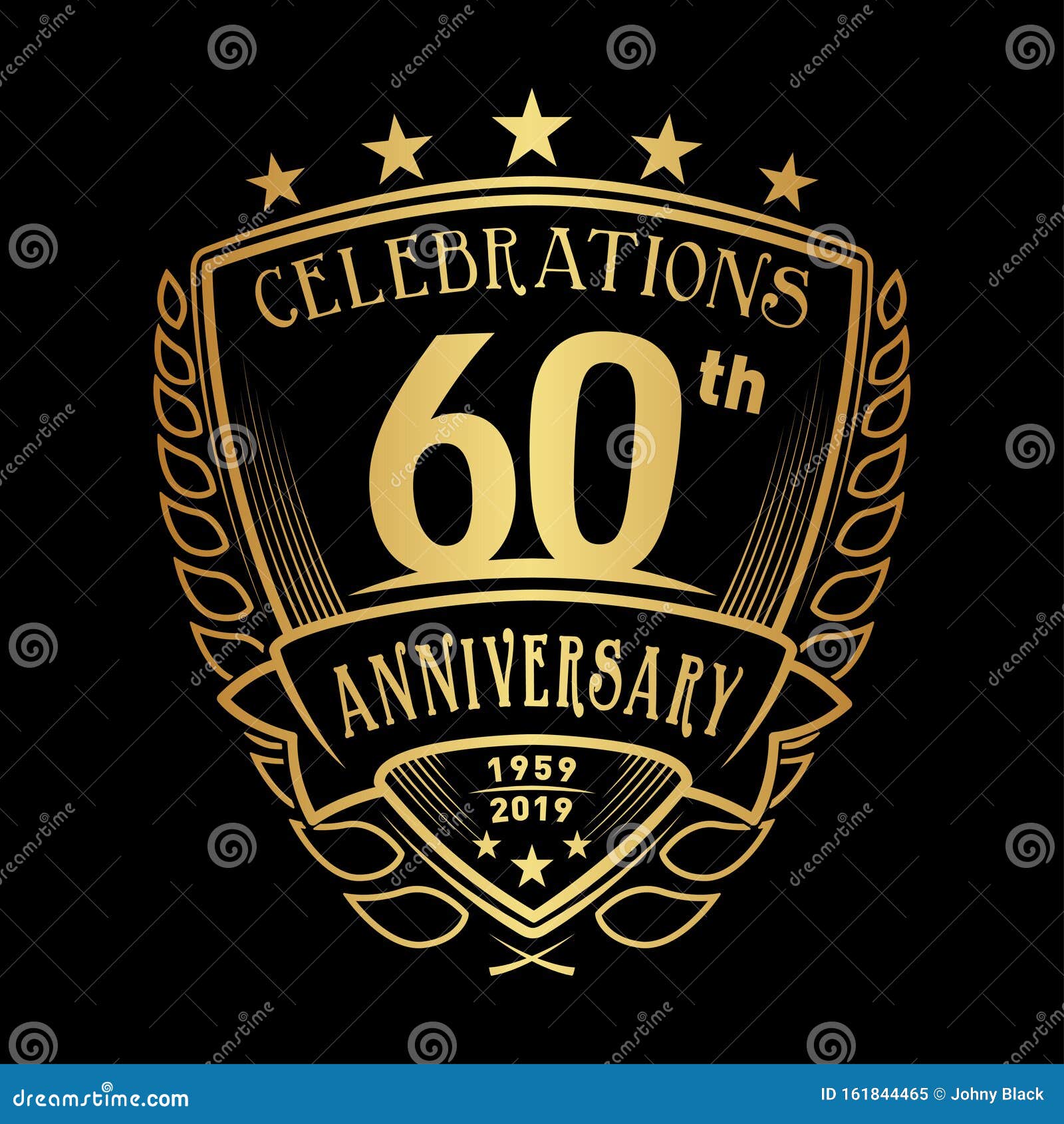 60th Shield Anniversary Logo. 60th Vector and Illustration. Stock ...