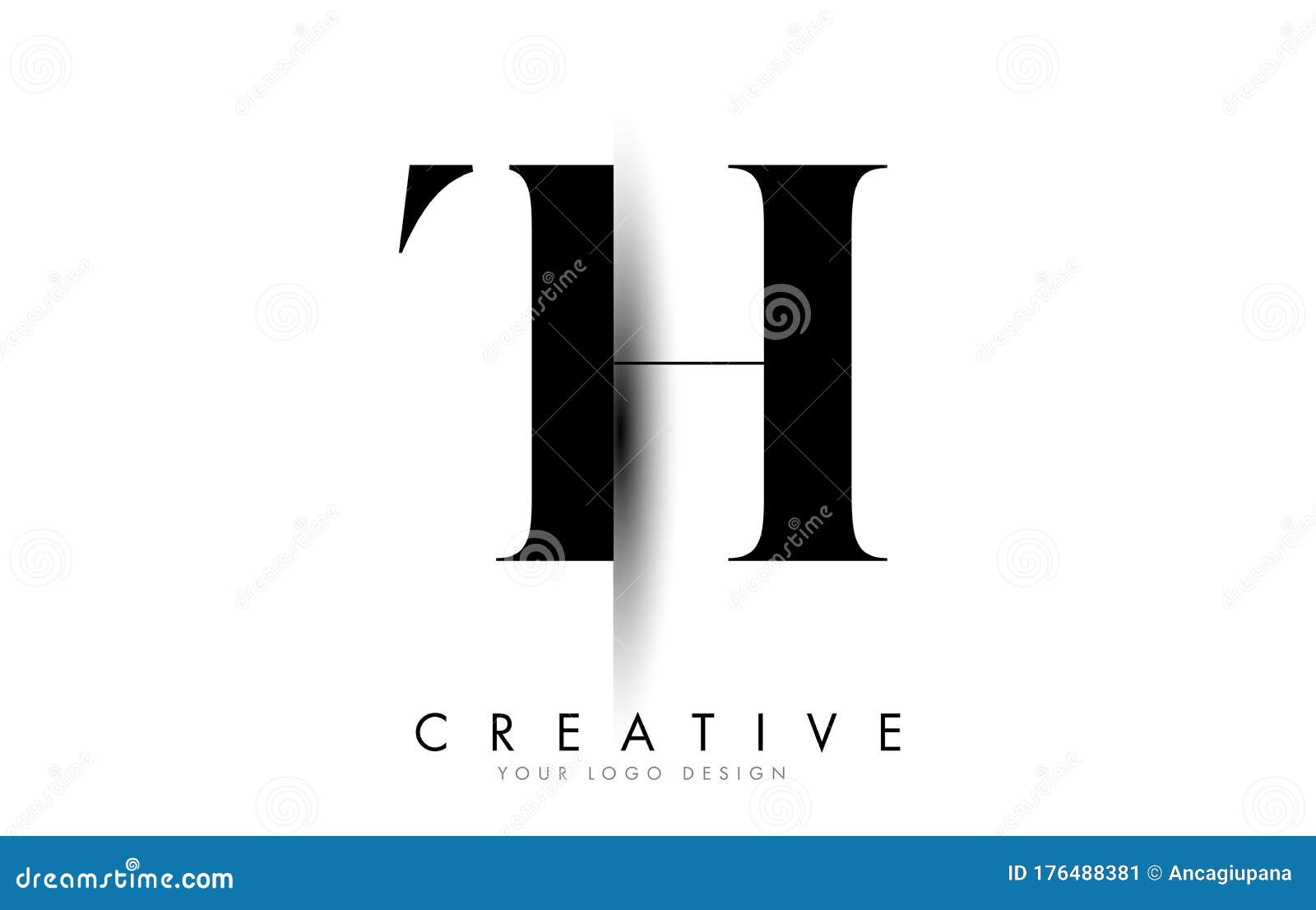 TH T H Letter Logo with Creative Shadow Cut Design Stock Vector ...