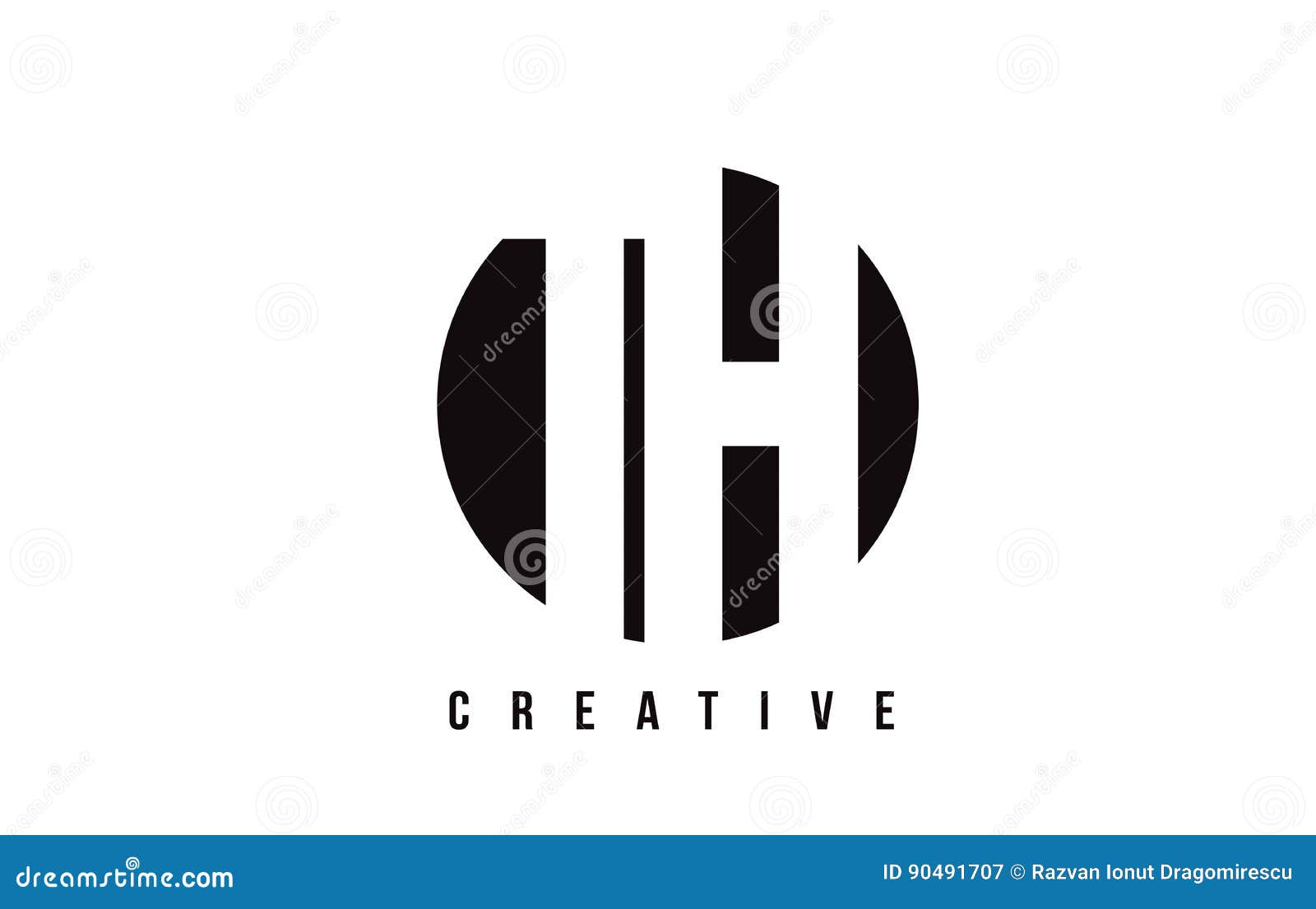 TH T H White Letter Logo Design with Circle Background. Stock Vector ...