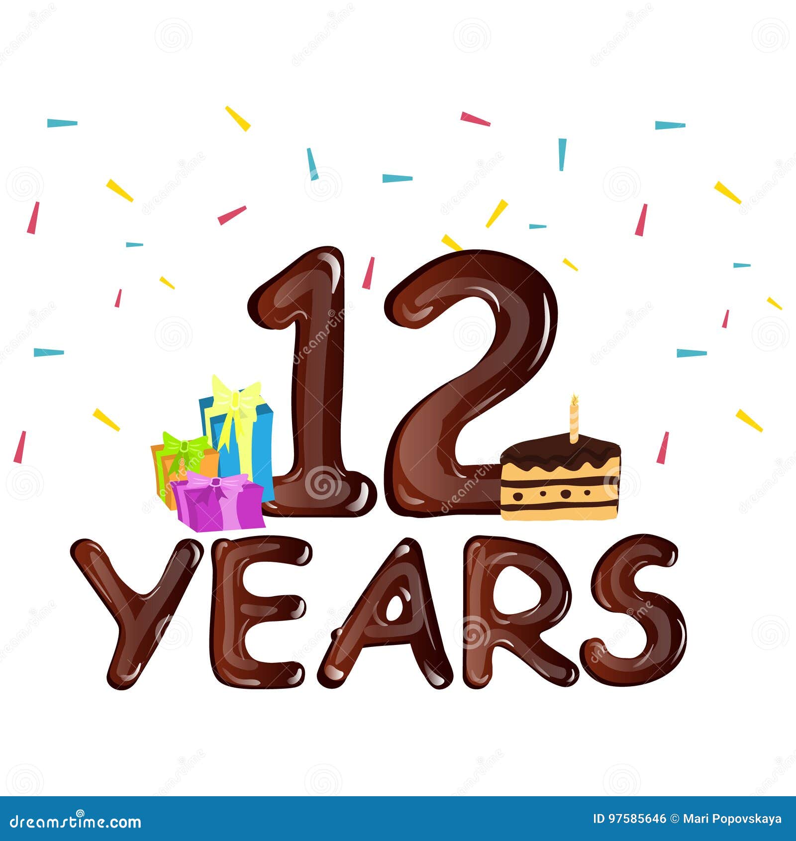 12th Year Anniversary Celebration Design, with Gift Box Stock Vector ...