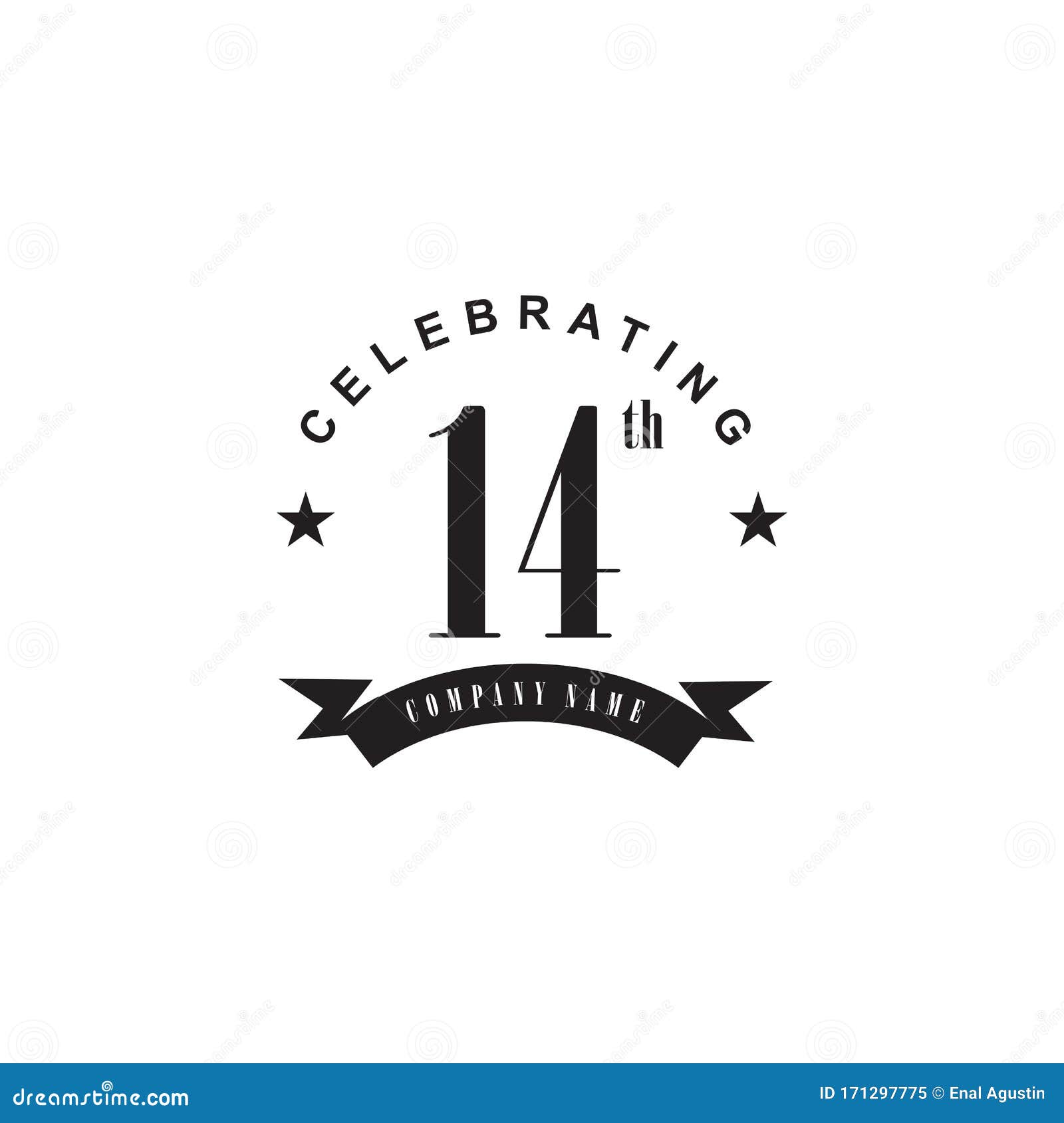 14th Year Anniversary Emblem Logo Design Template Stock Vector ...