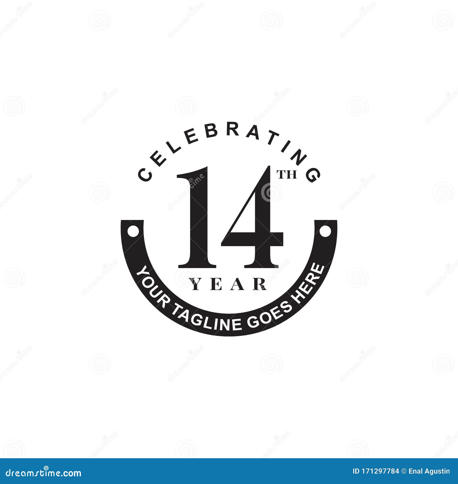 14th Year Anniversary Emblem Logo Design Template Stock Vector ...