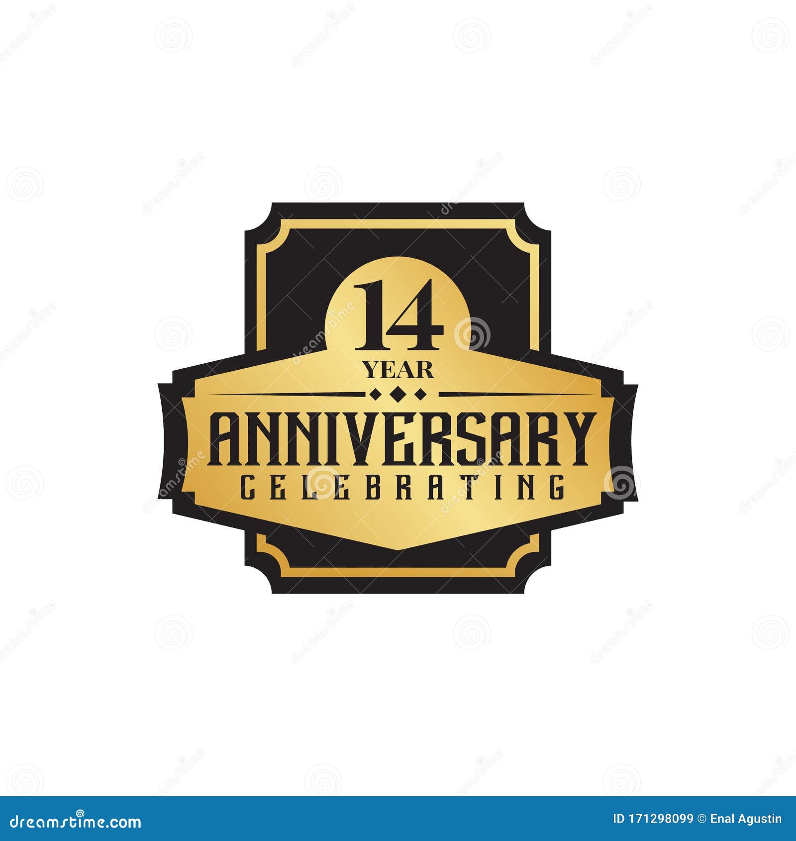 14th Year Anniversary Emblem Logo Design Template Stock Vector ...