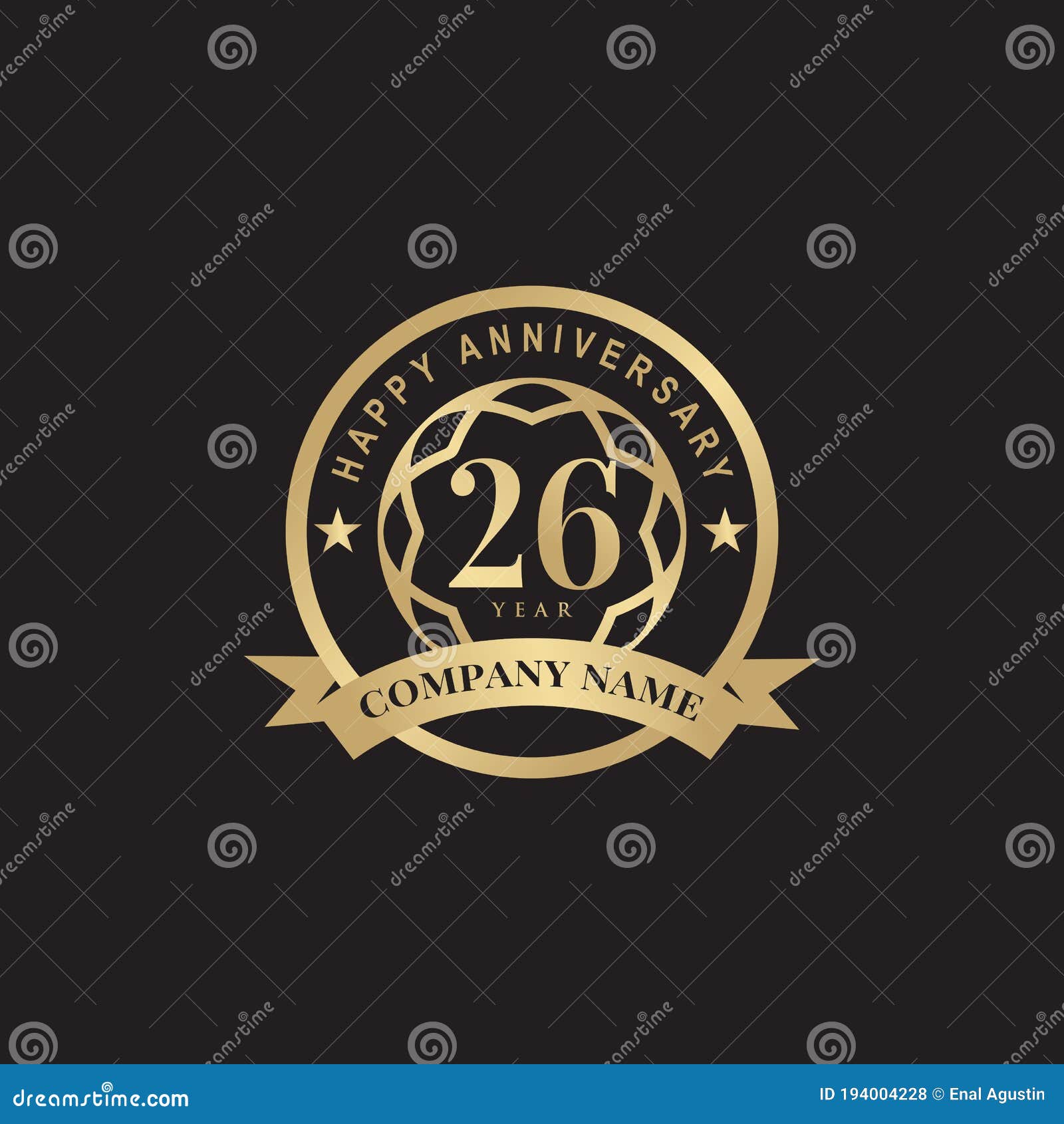 26th Year Anniversary Emblem Logo Design Template Stock Vector ...