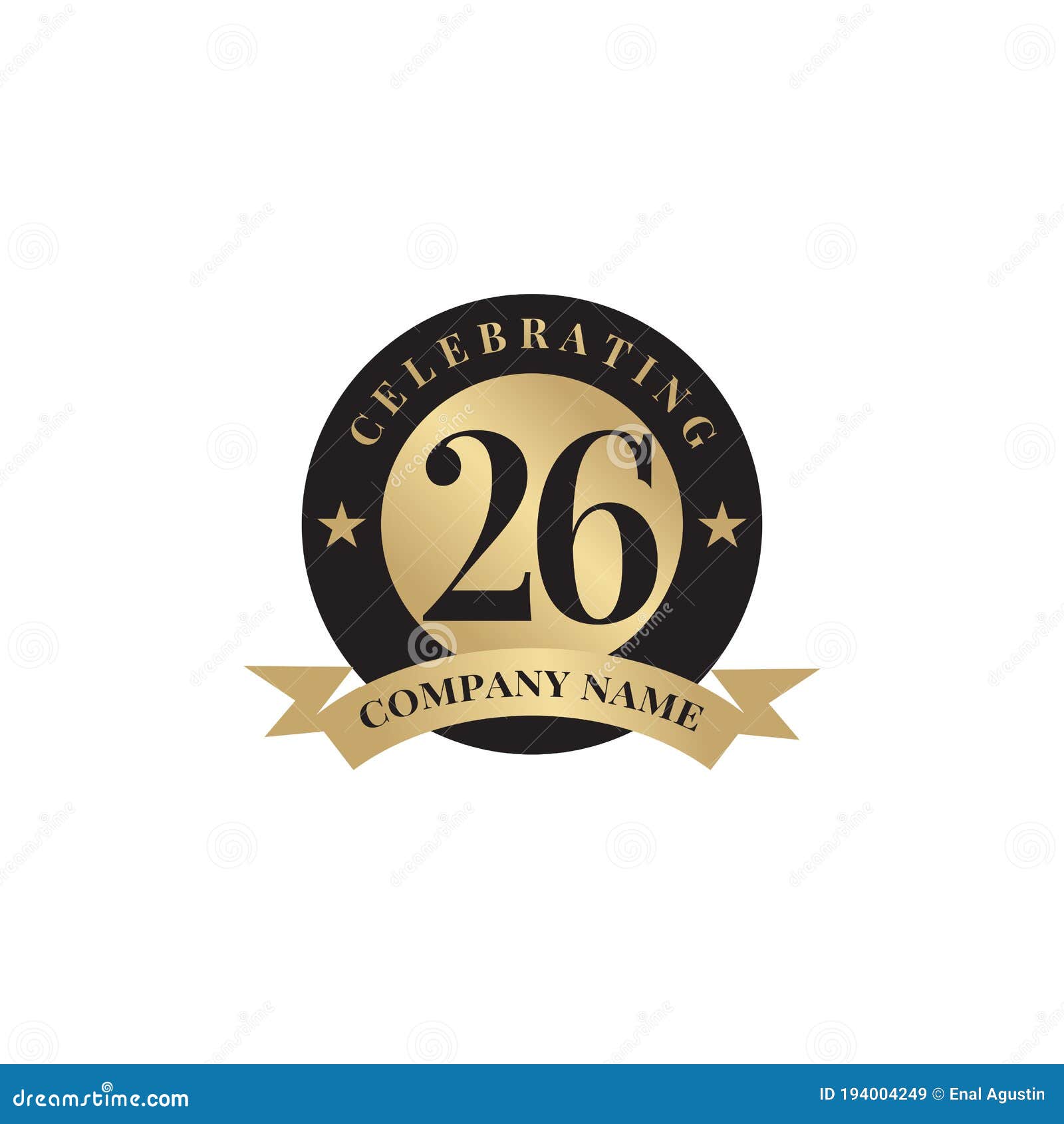 26th Year Anniversary Emblem Logo Design Template Stock Vector ...