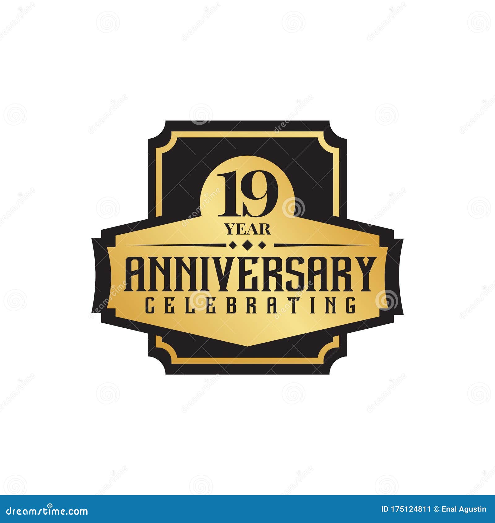 19th Year Anniversary Logo Design Vector Template Stock Vector ...
