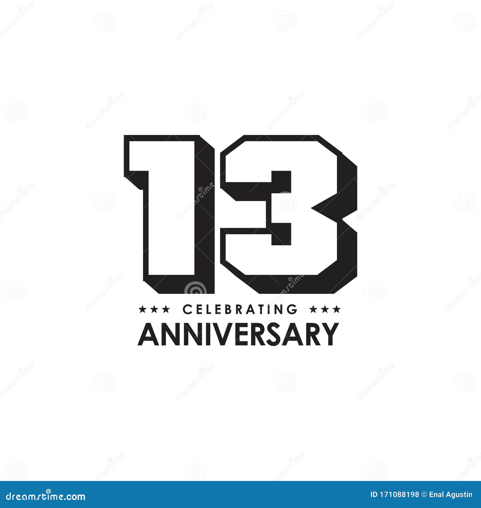 13th Year Celebrating Anniversary Emblem Logo Design Stock Vector ...