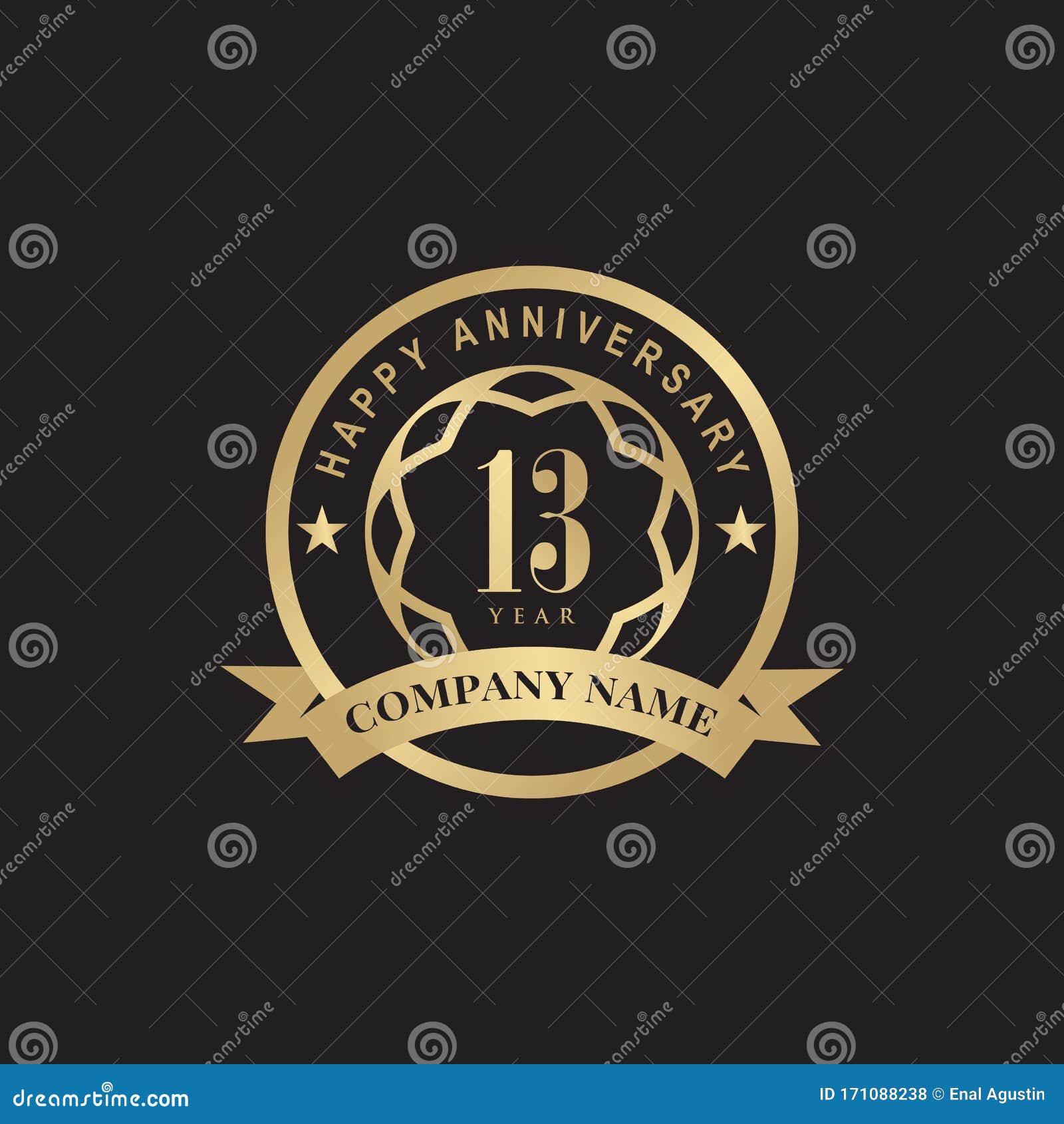 13th Year Celebrating Anniversary Emblem Logo Design Stock Vector ...