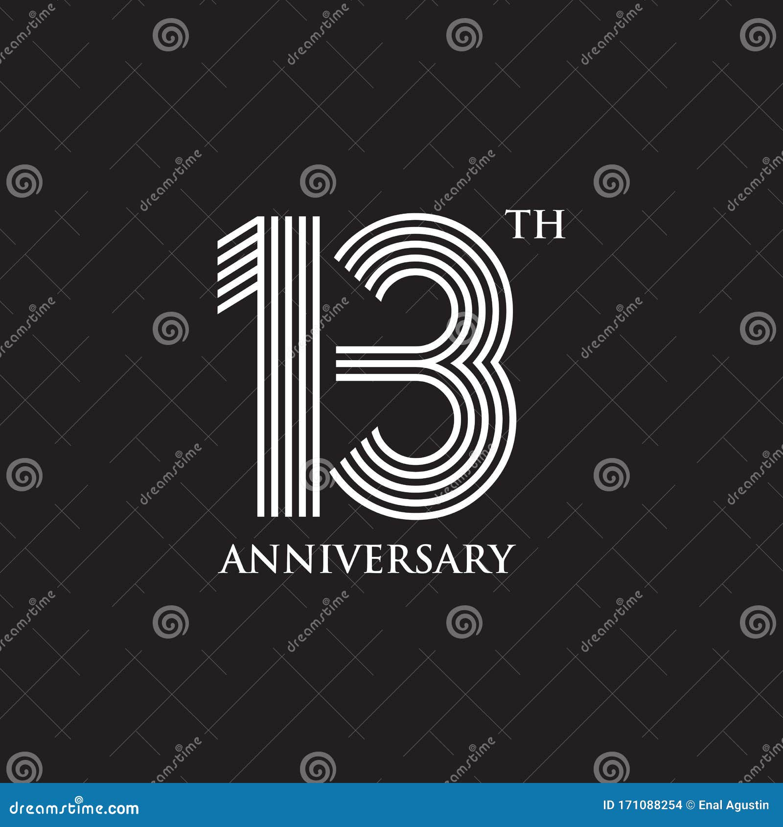 13th Year Celebrating Anniversary Emblem Logo Design Stock Vector ...