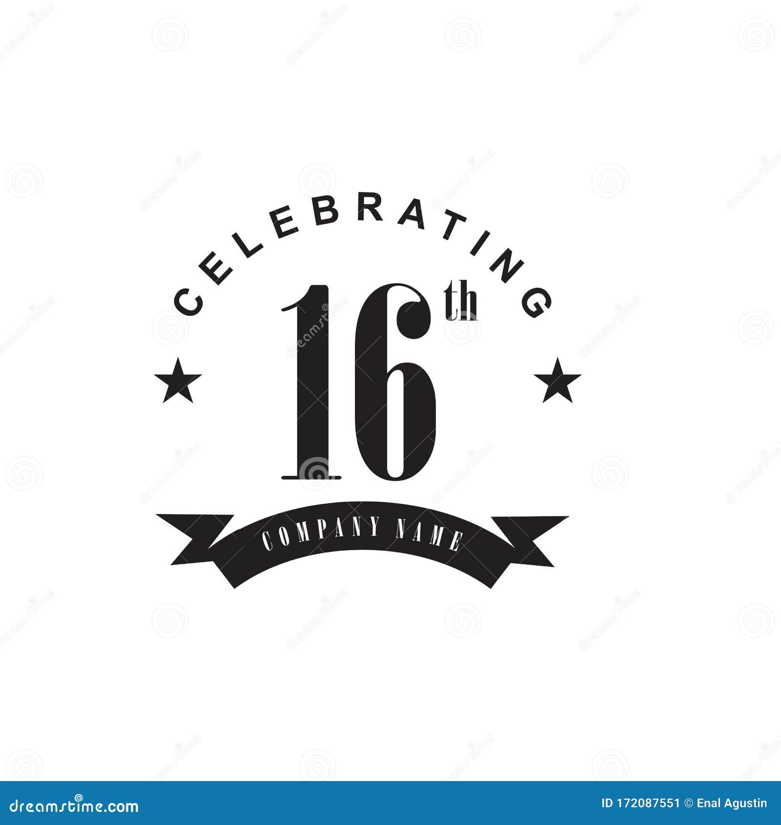 16th Year Celebrating Anniversary Emblem Logo Design Stock Vector ...