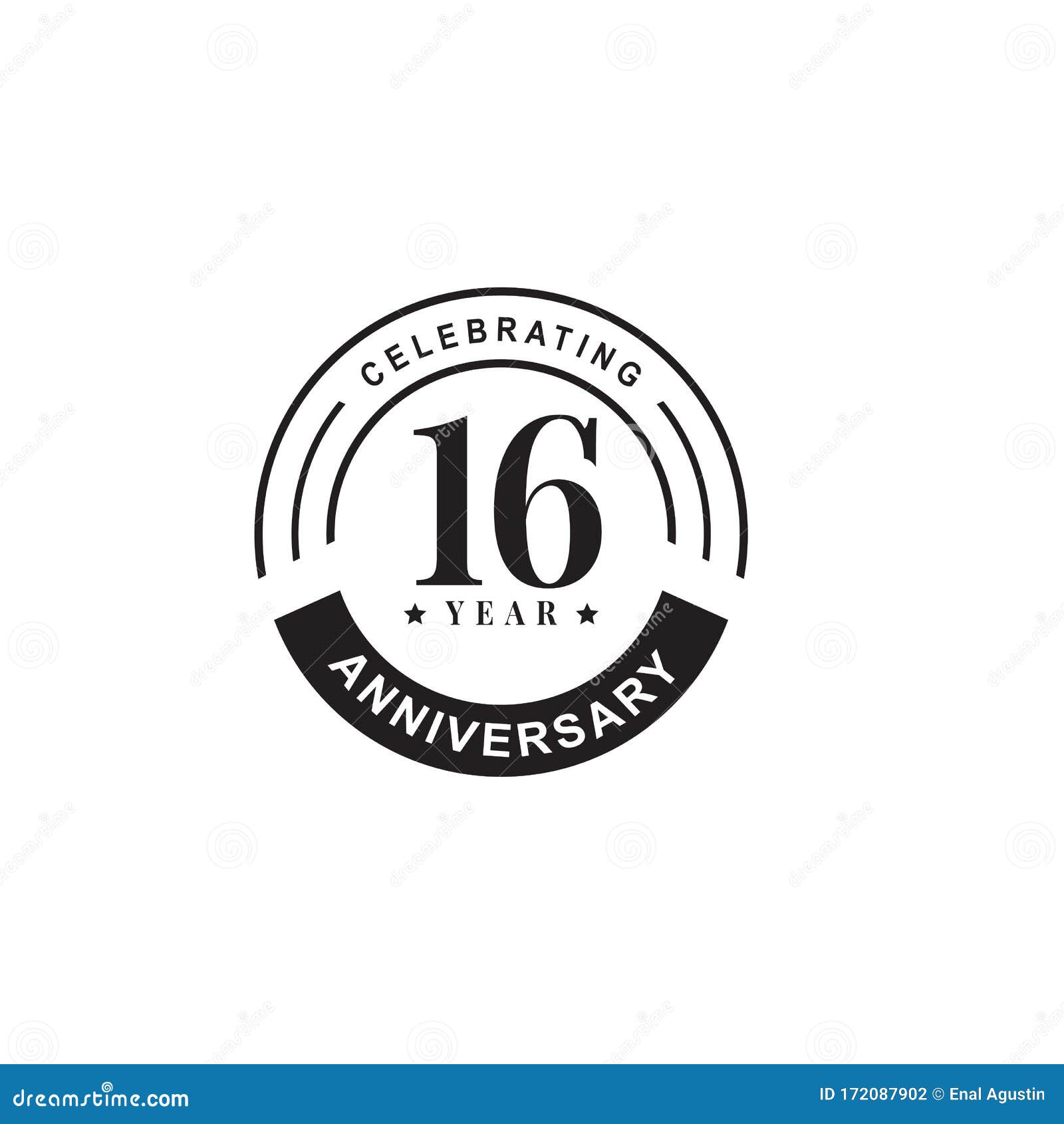 16th Year Celebrating Anniversary Emblem Logo Design Stock Vector ...