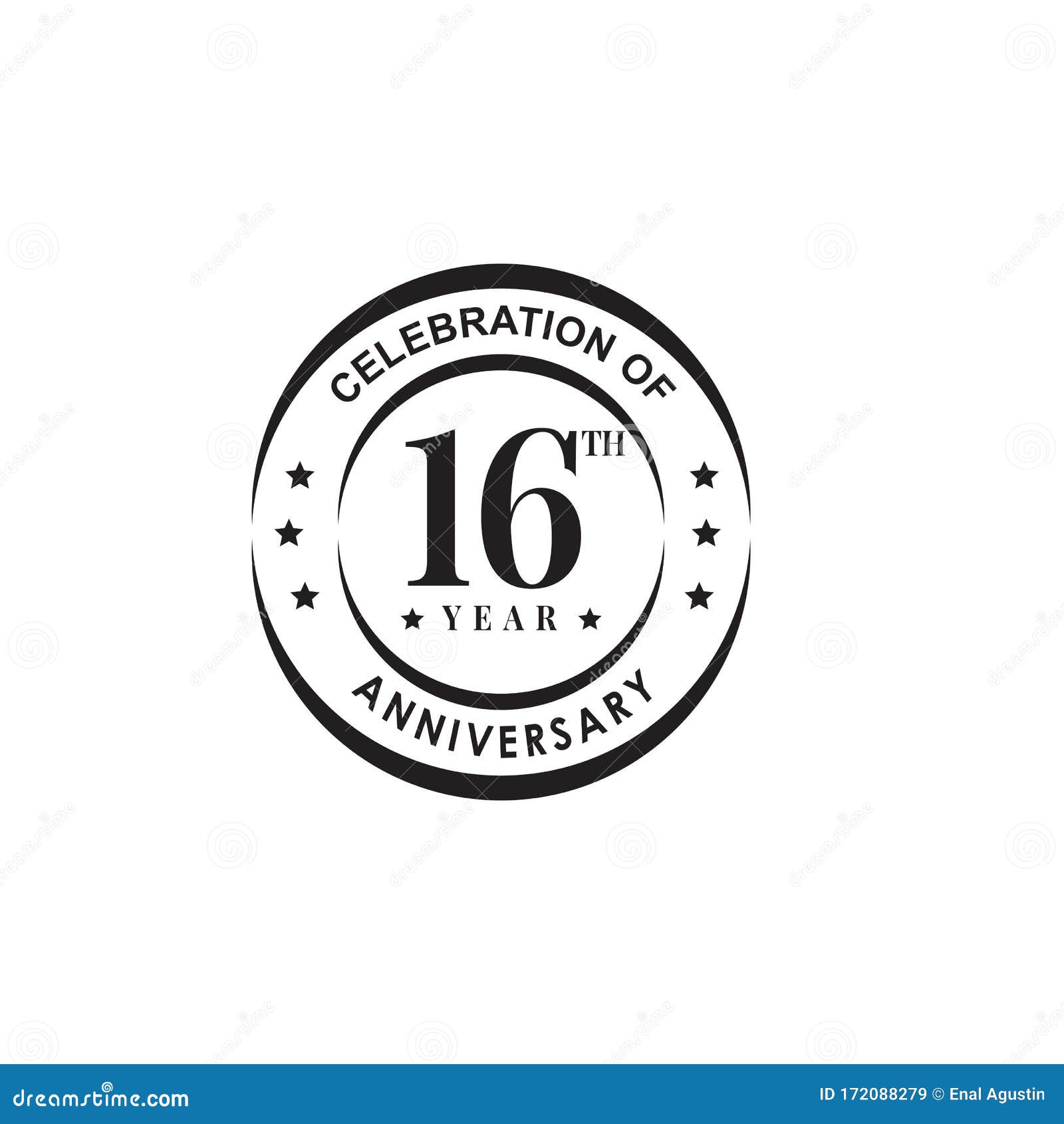 16th Year Celebrating Anniversary Emblem Logo Design Stock Vector ...
