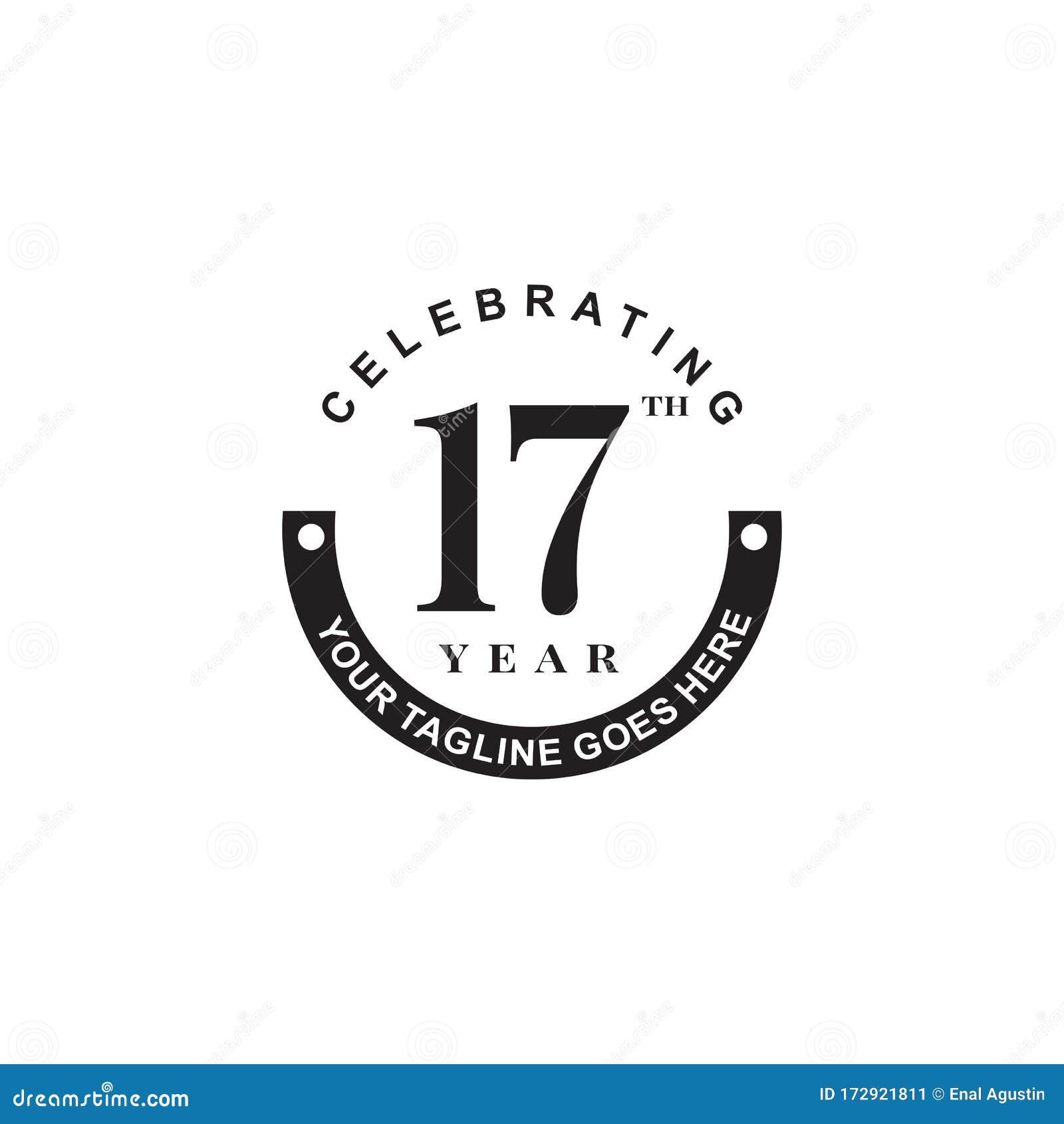 17th Year Celebrating Anniversary Emblem Logo Design Stock Illustration ...
