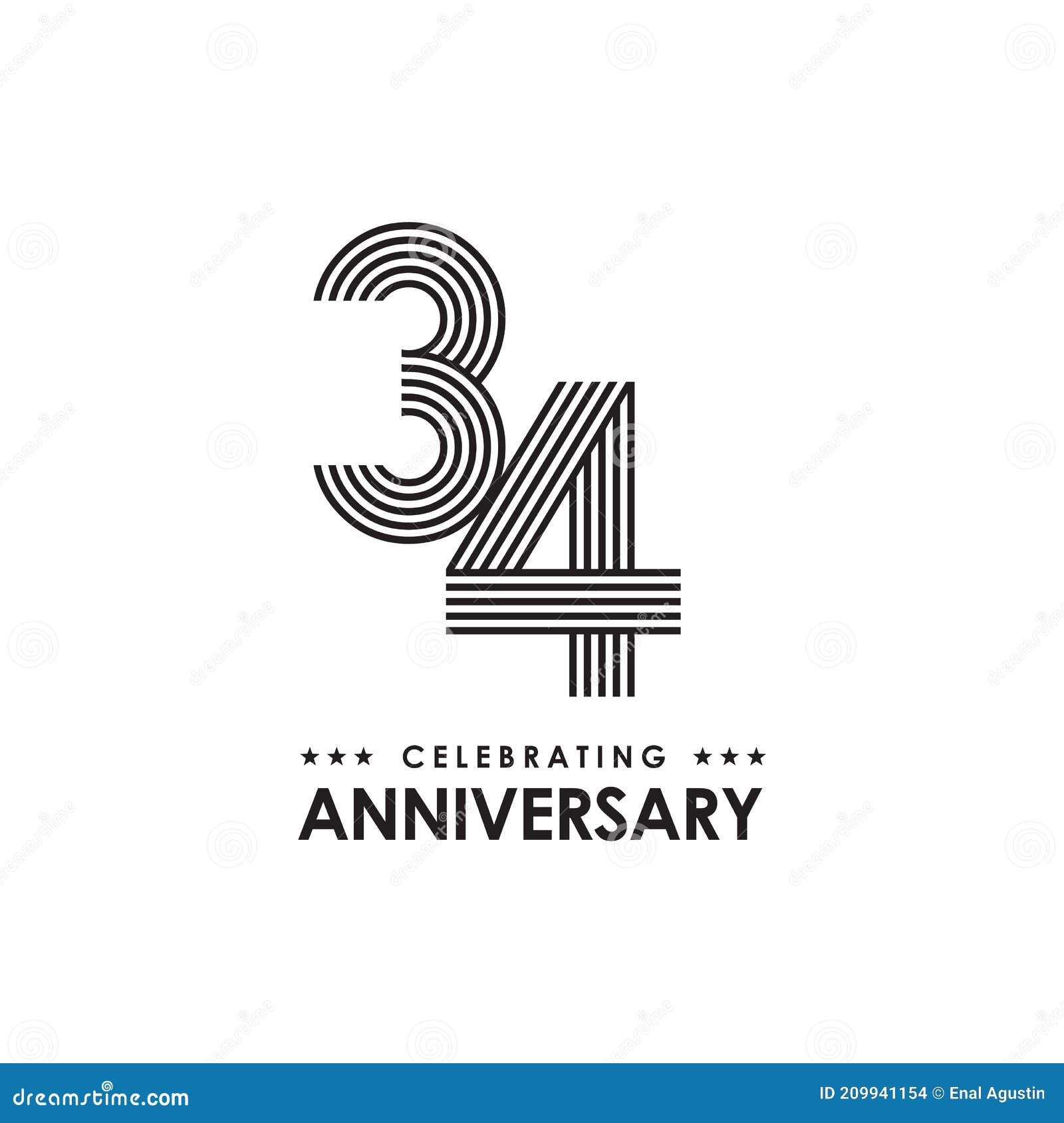 34th Year Celebrating Anniversary Logo Design Template Stock Vector ...