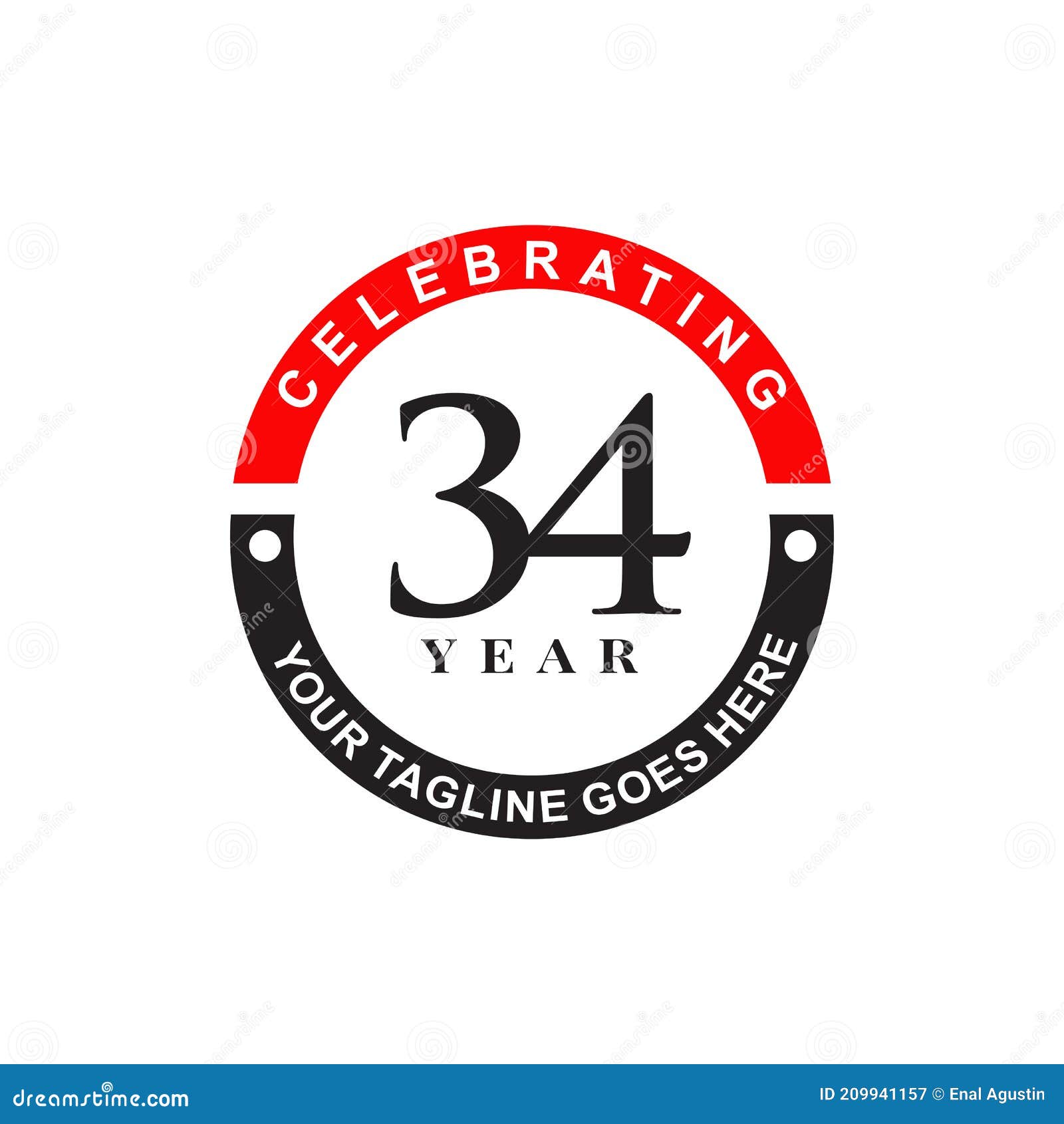 34th Year Celebrating Anniversary Logo Design Template Stock Vector ...