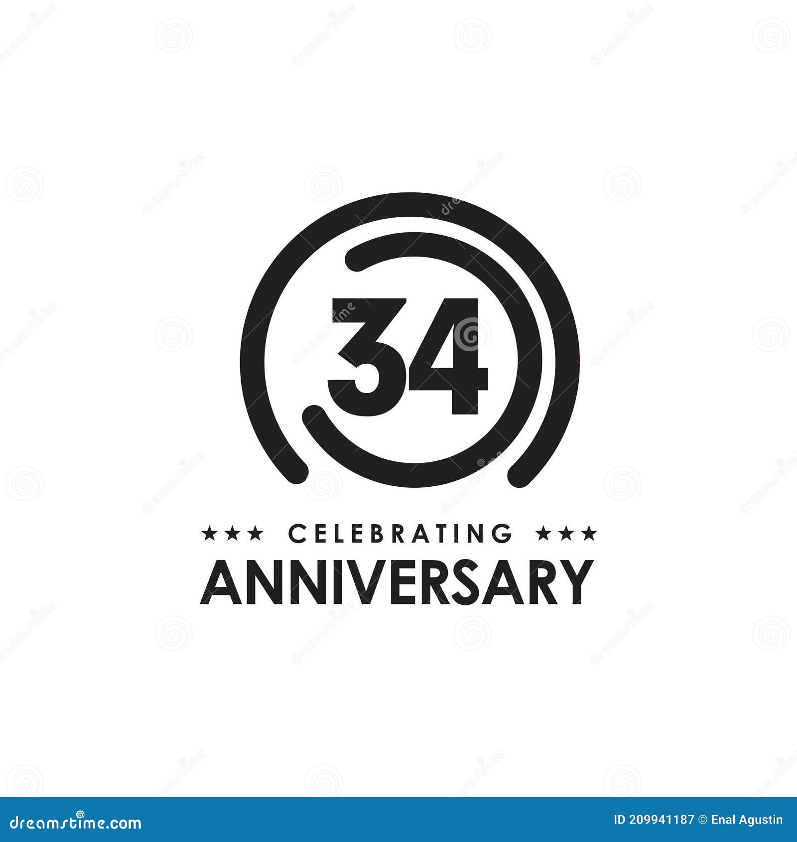 34th Year Celebrating Anniversary Logo Design Template Stock Vector ...